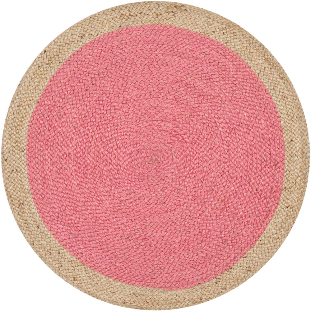 Natural Fiber Pink/Natural Round Rug - Froy.com