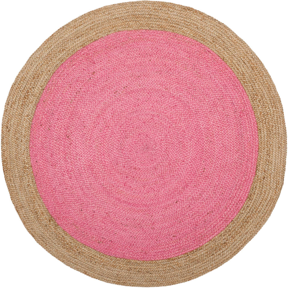 Natural Fiber Pink/Natural Round Rug - Froy.com