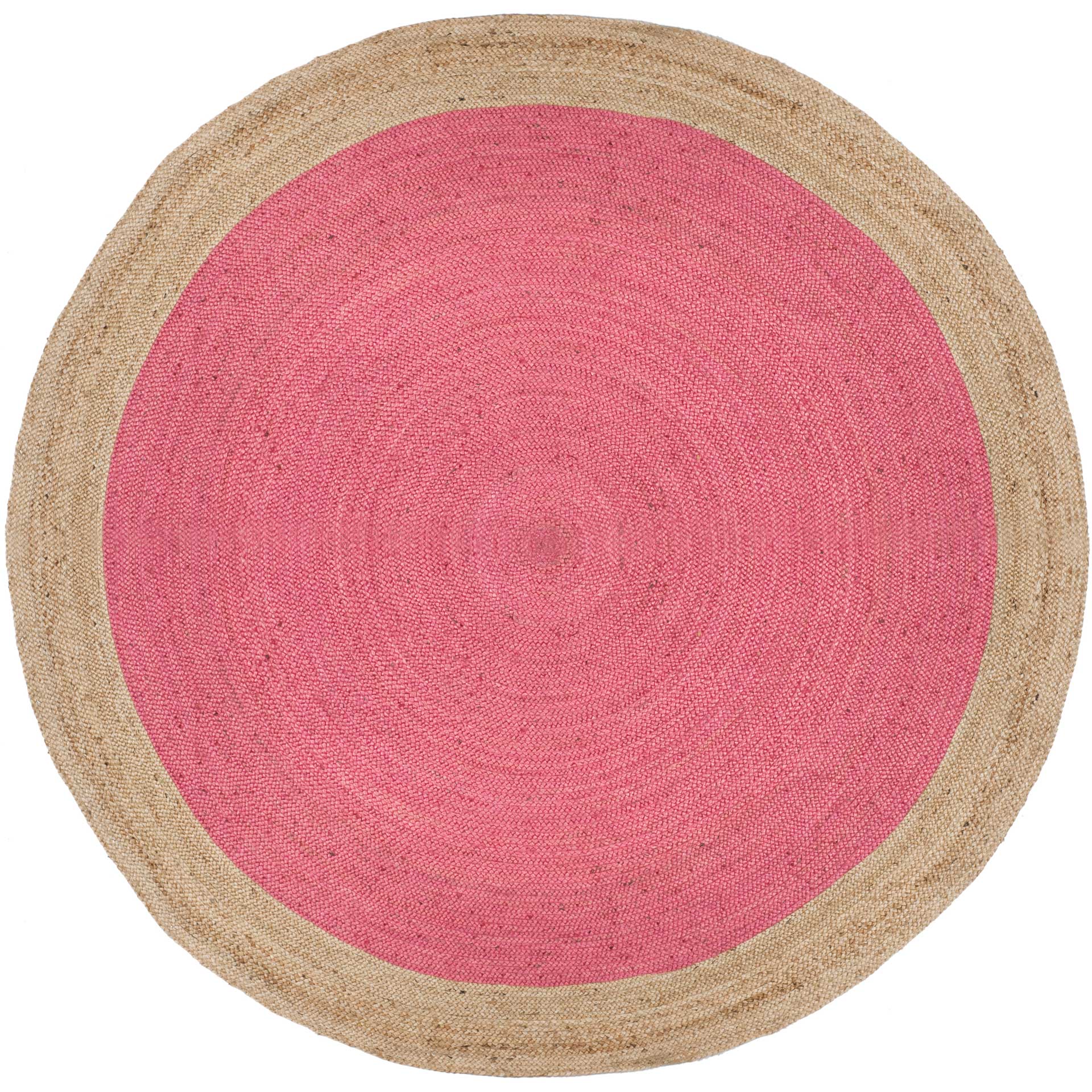 Natural Fiber Pink/Natural Round Rug - Froy.com