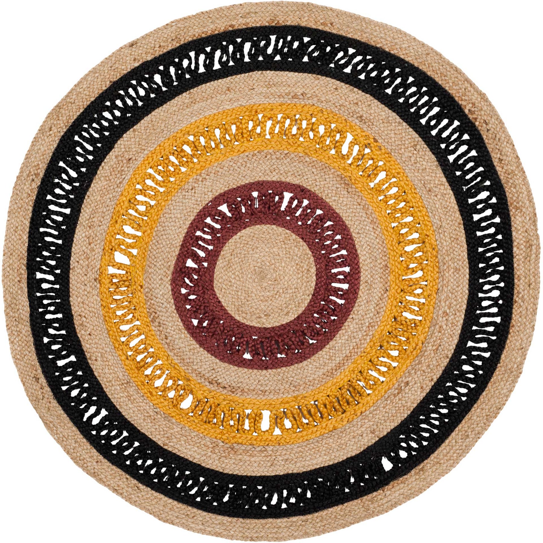 Natural Fiber Black/Natural Round Rug - Froy.com