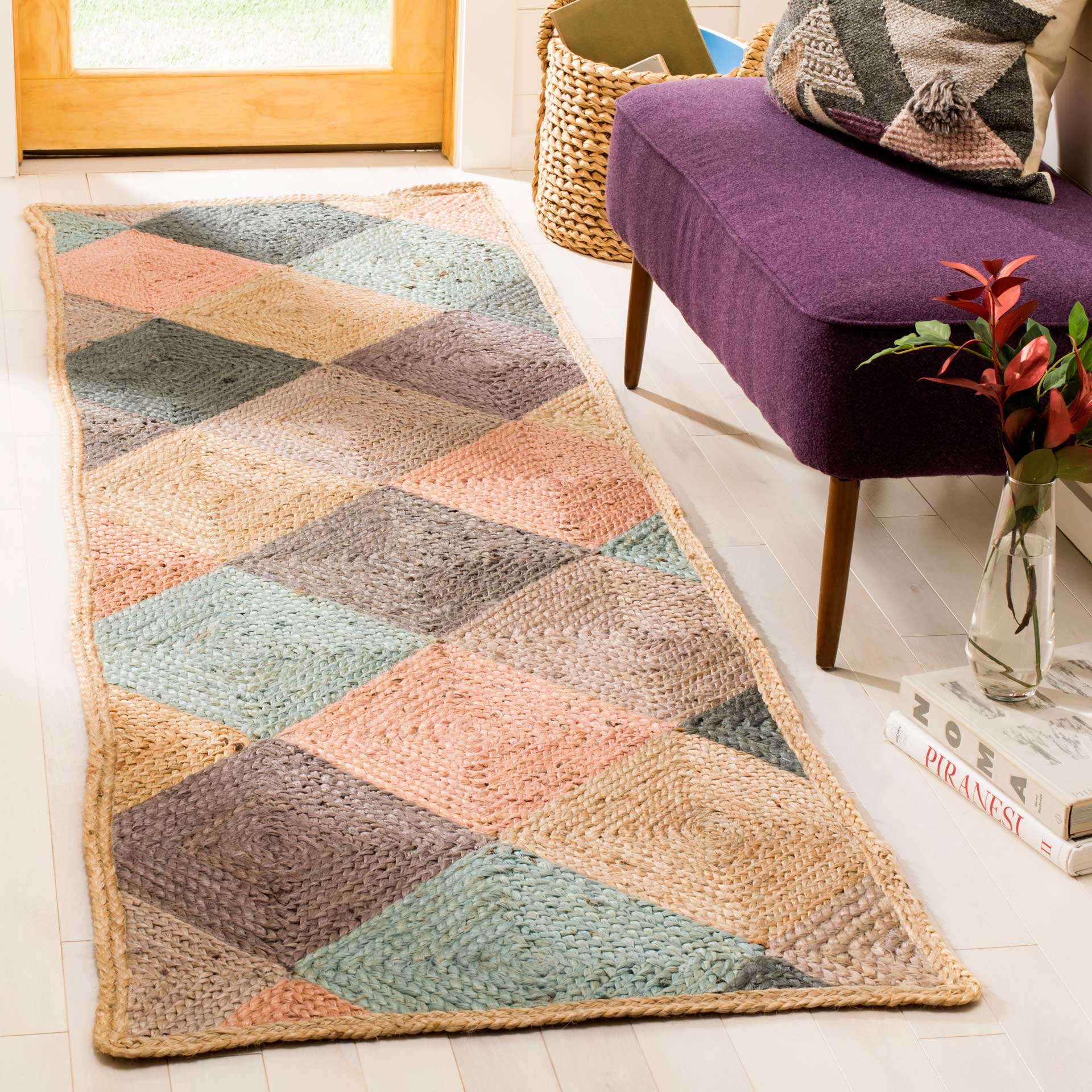 Natural Fiber Natural/Multi Runner Rug - Froy.com