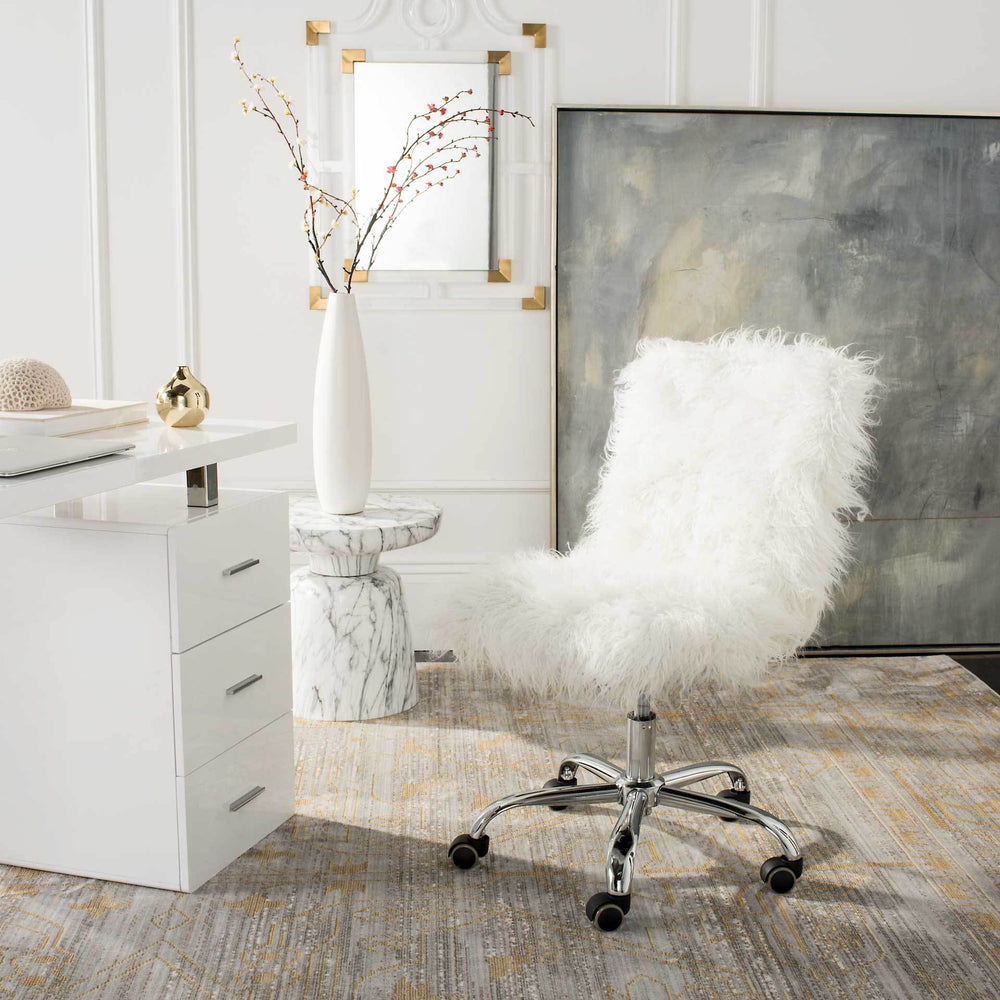 Whalen Faux Sheepskin Chrome Leg Swivel Chair - Froy.com