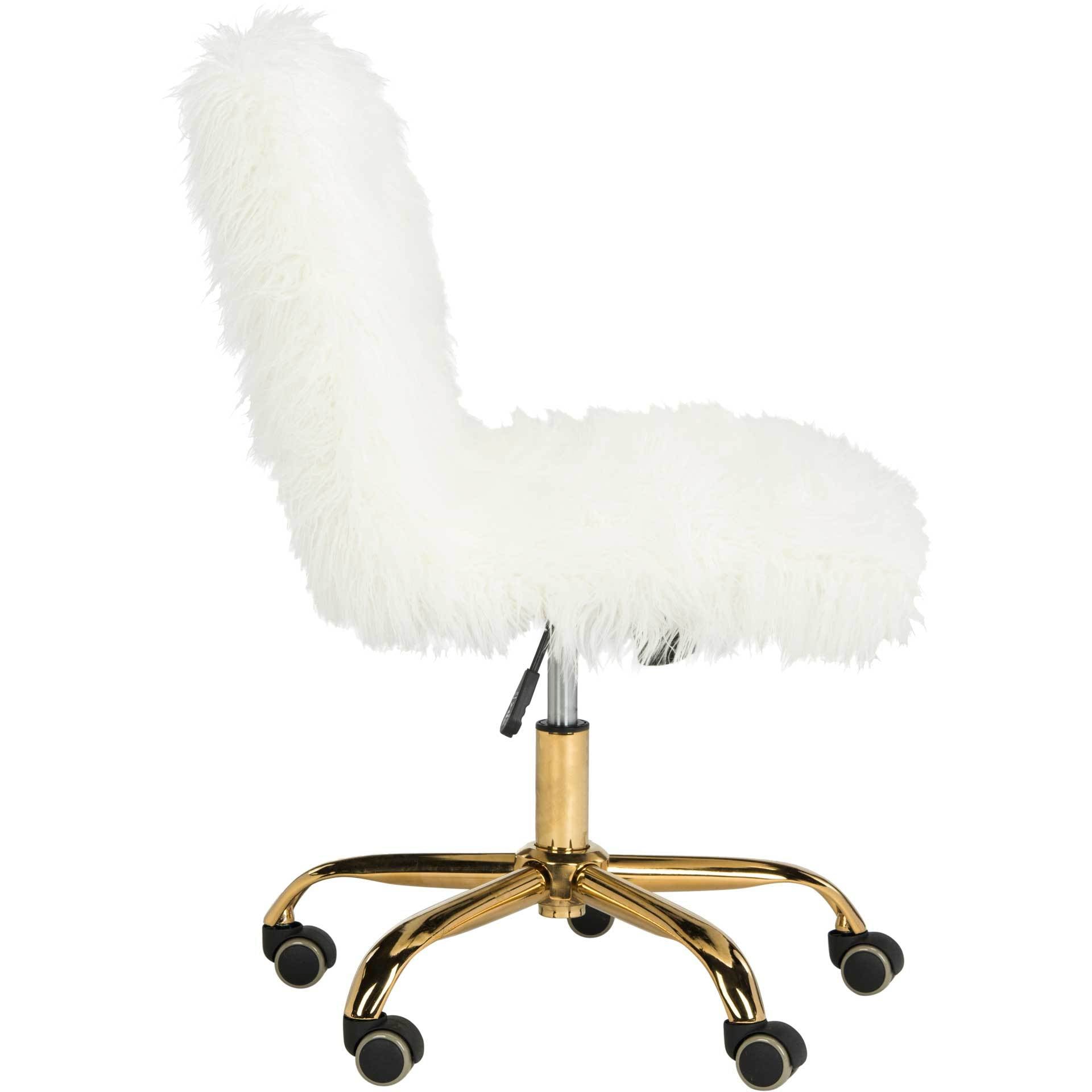 Whalen Faux Sheepskin Gold Leg Swivel Chair - Froy.com