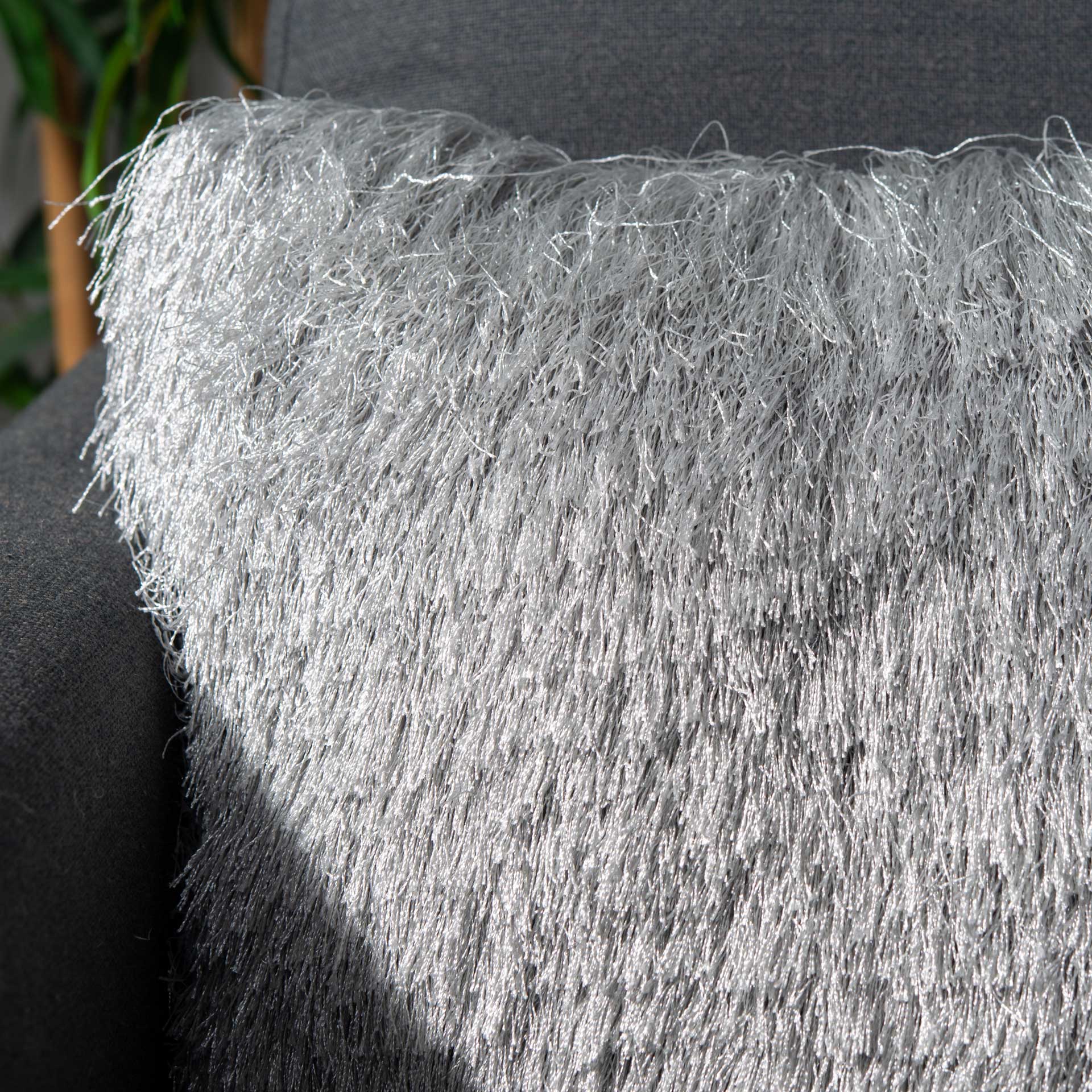 Cactus Silk Shag Pillow Silver - Froy.com