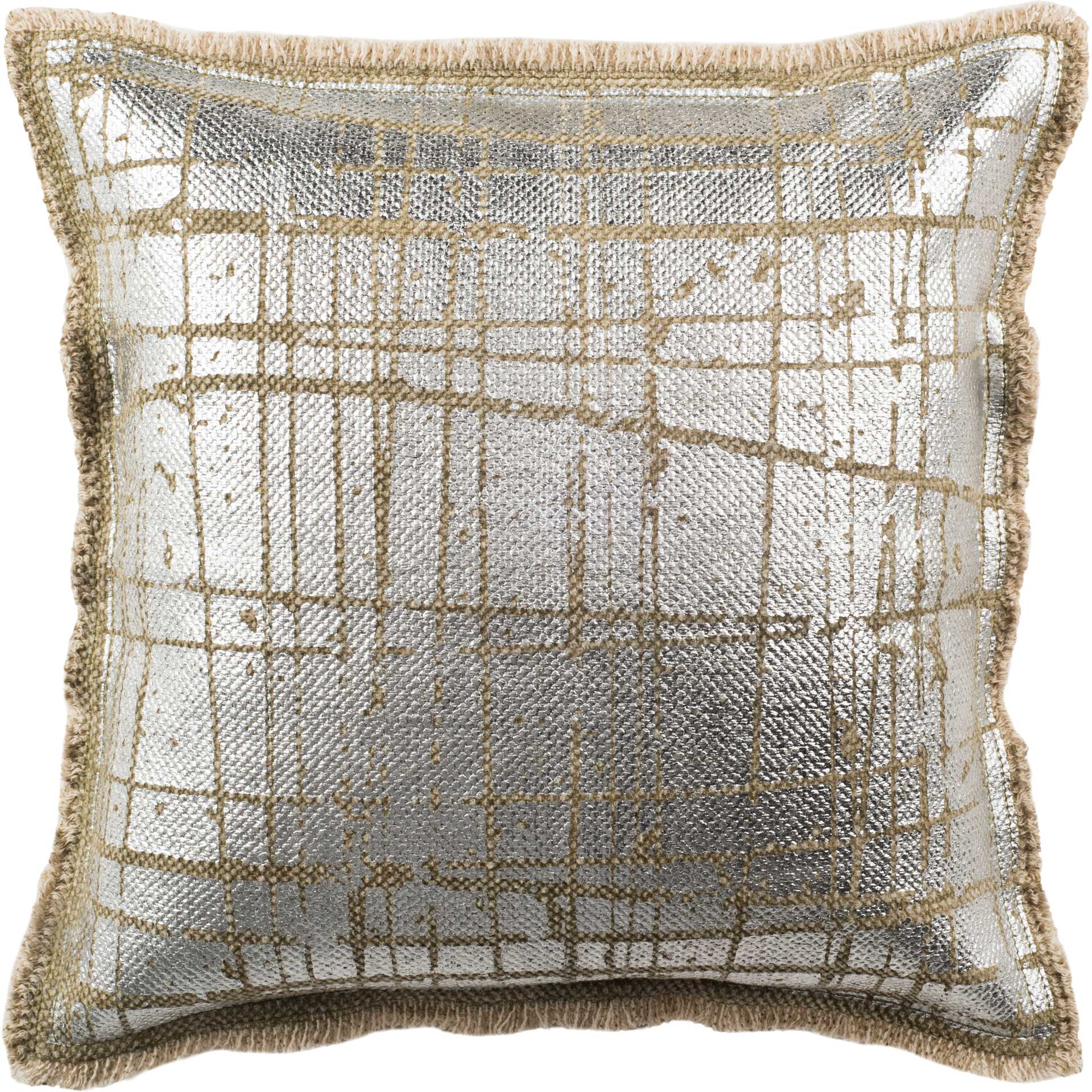 Metallic Grid Pillow Silvery-Moss - Froy.com