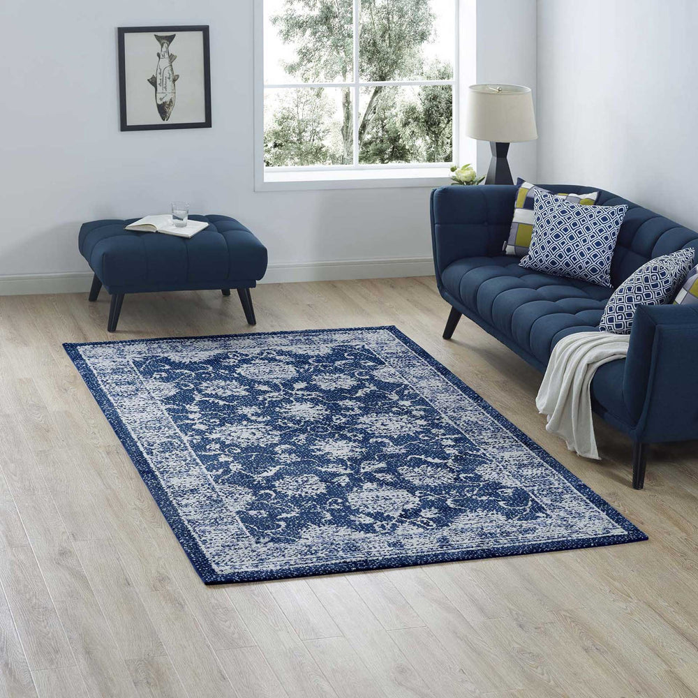 Kavin Area Rug Dark Blue/Ivory - Froy.com