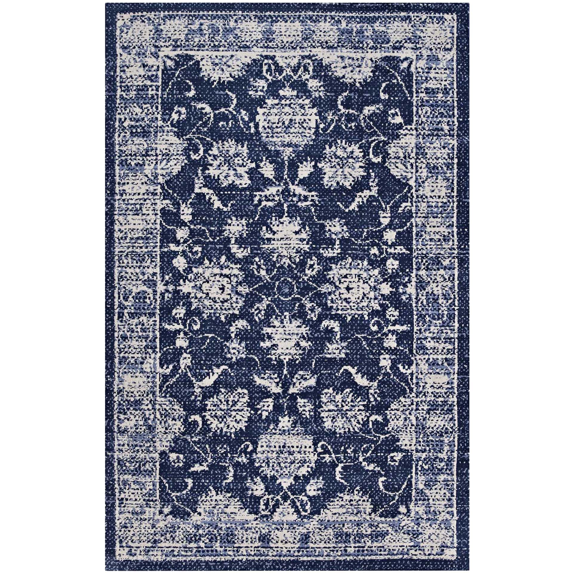 Kavin Area Rug Dark Blue/Ivory - Froy.com