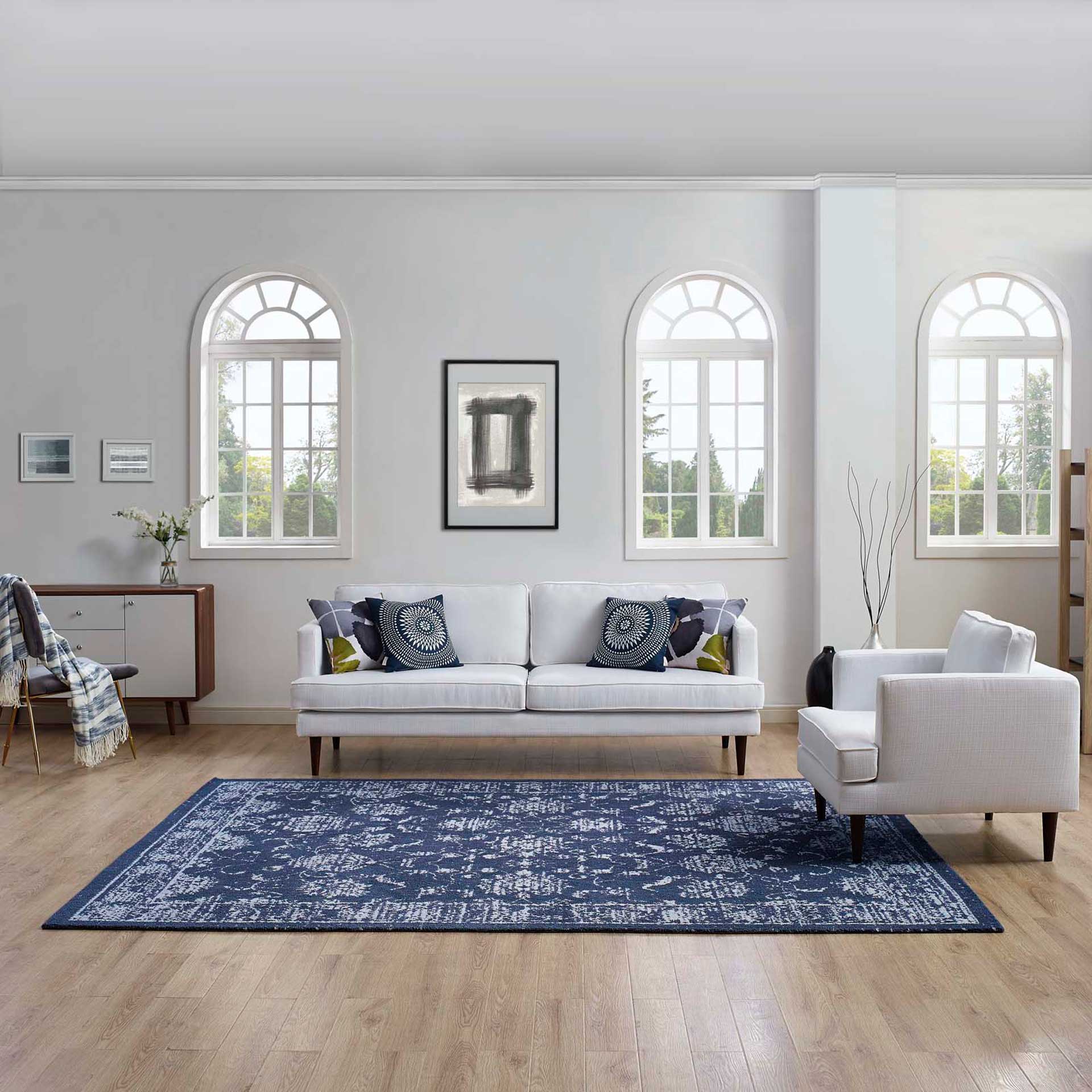 Kavin Area Rug Dark Blue/Ivory - Froy.com