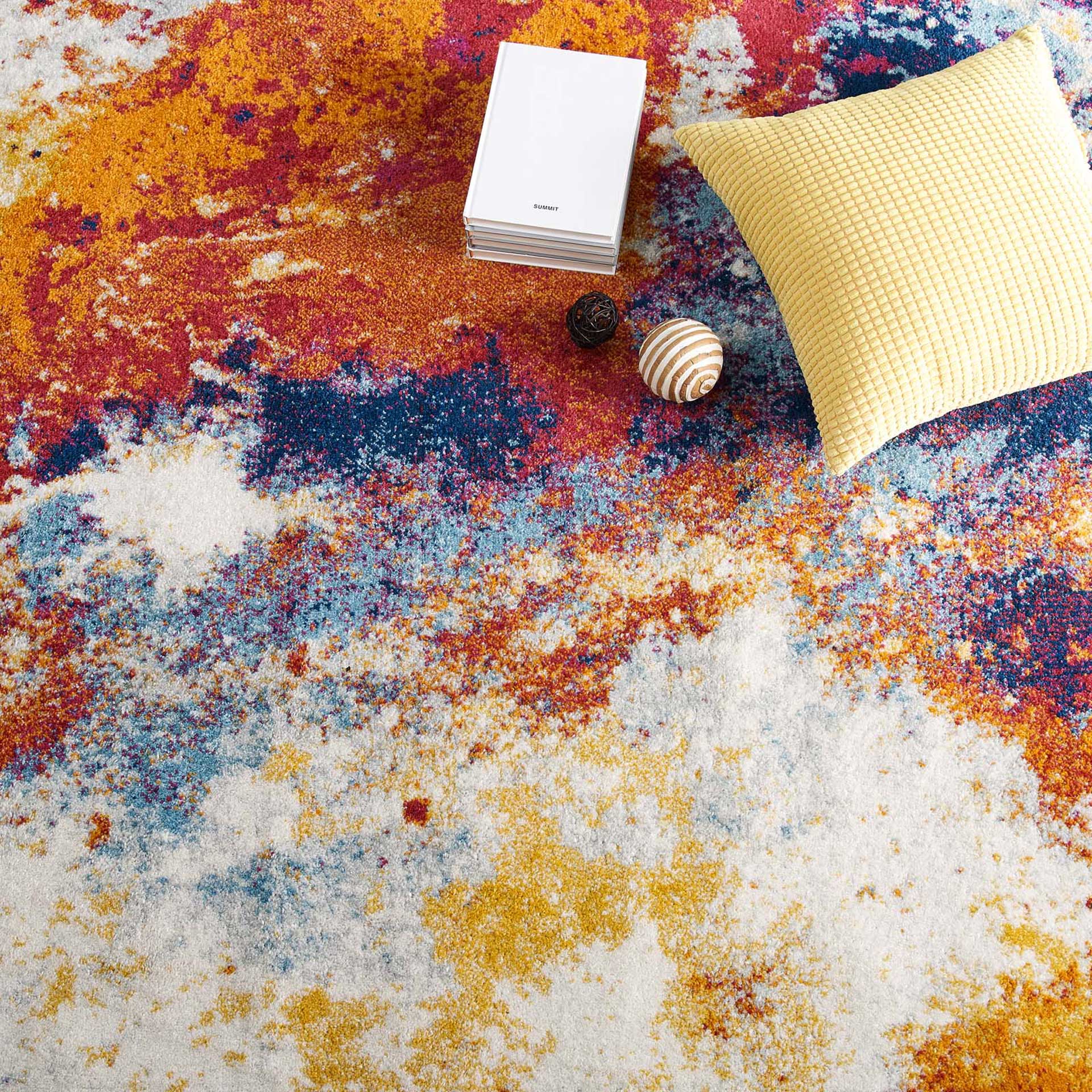 Eastham Area Rug Red/Orange/Yellow/Blue/Ivory - Froy.com