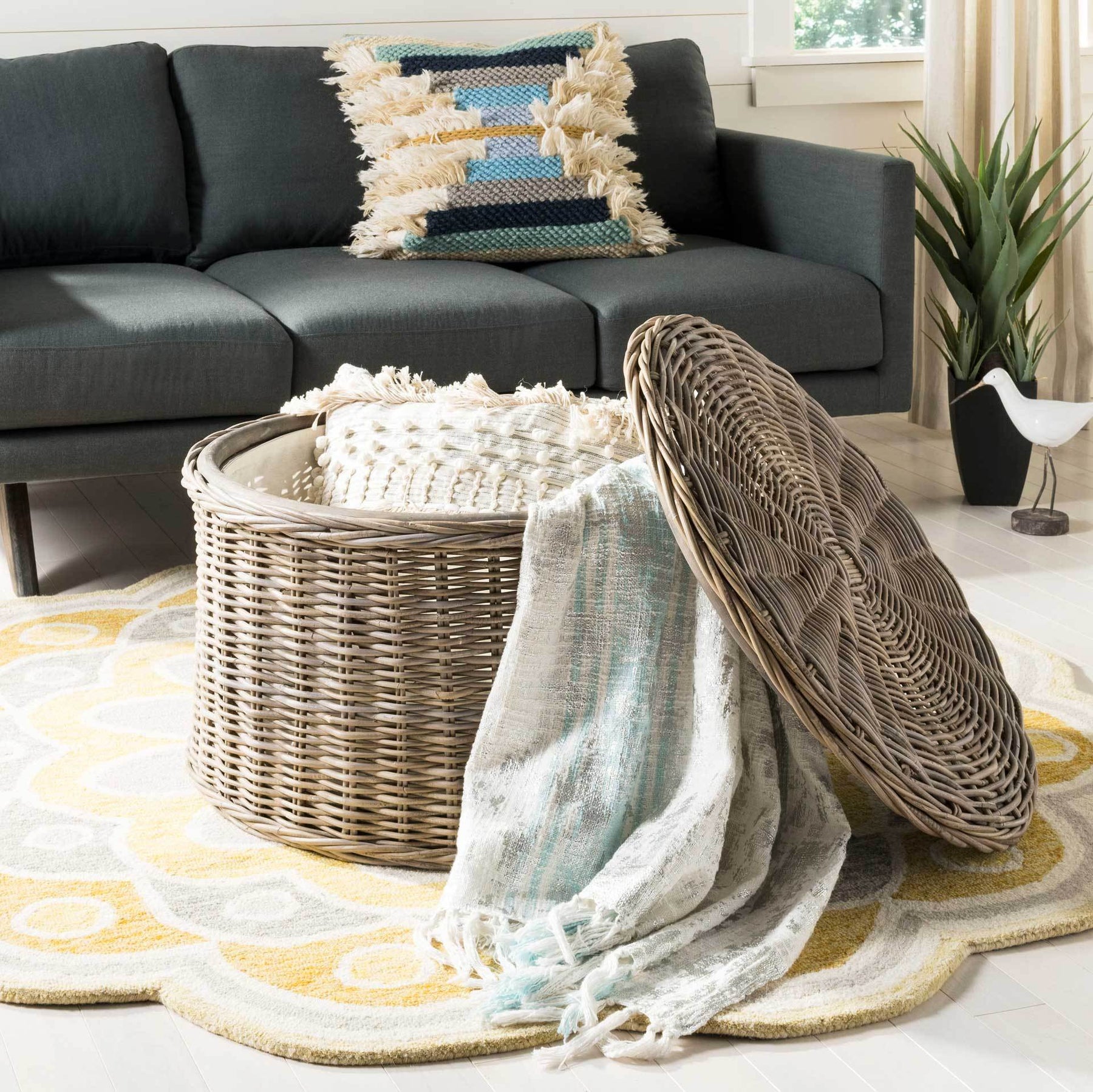 Jerry Wicker Storage Coffee Table Gray - Froy.com