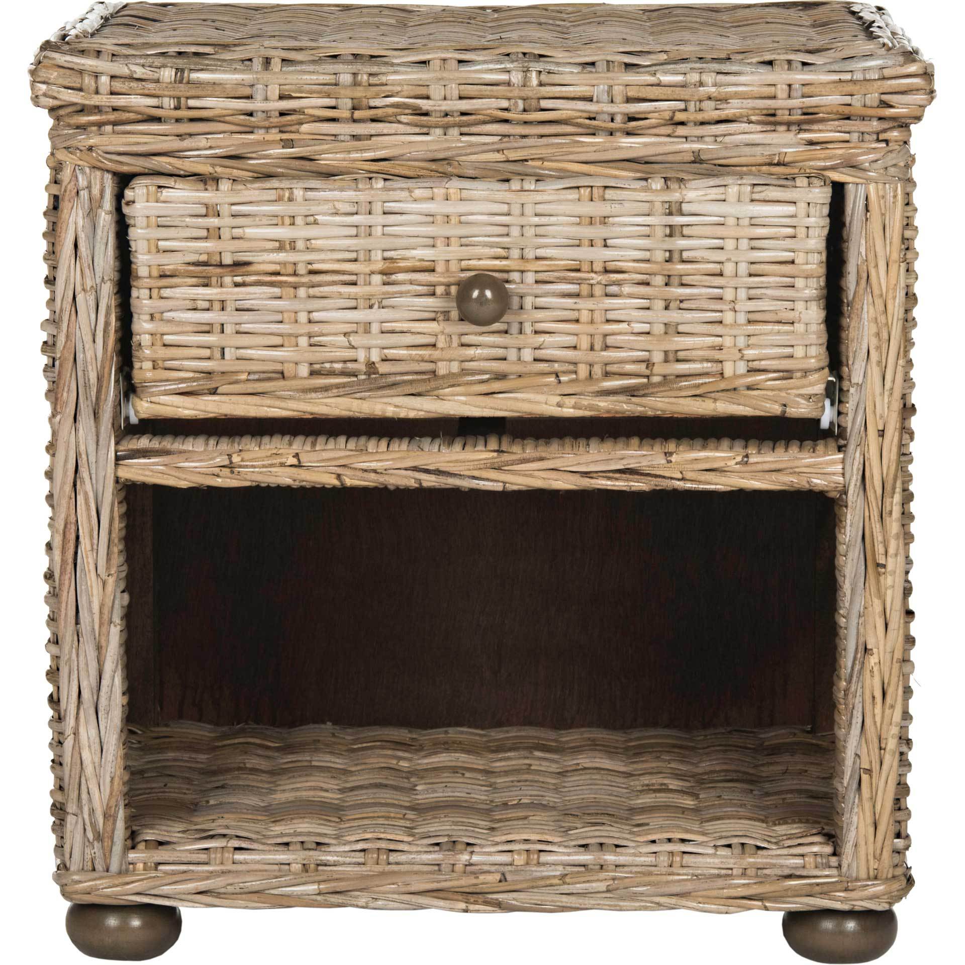 Lara Natural Gray Wicker Nightstand - Froy.com