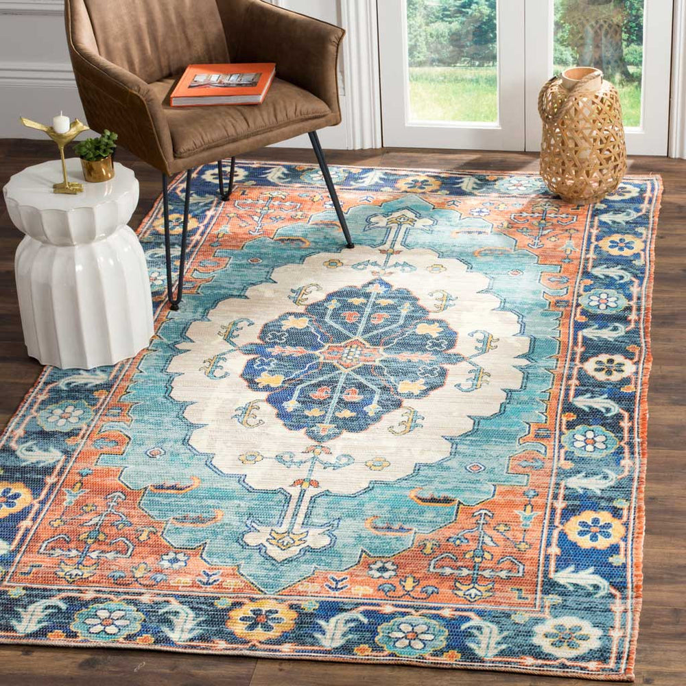 Saffron Blue/Coral Area Rug - Froy.com
