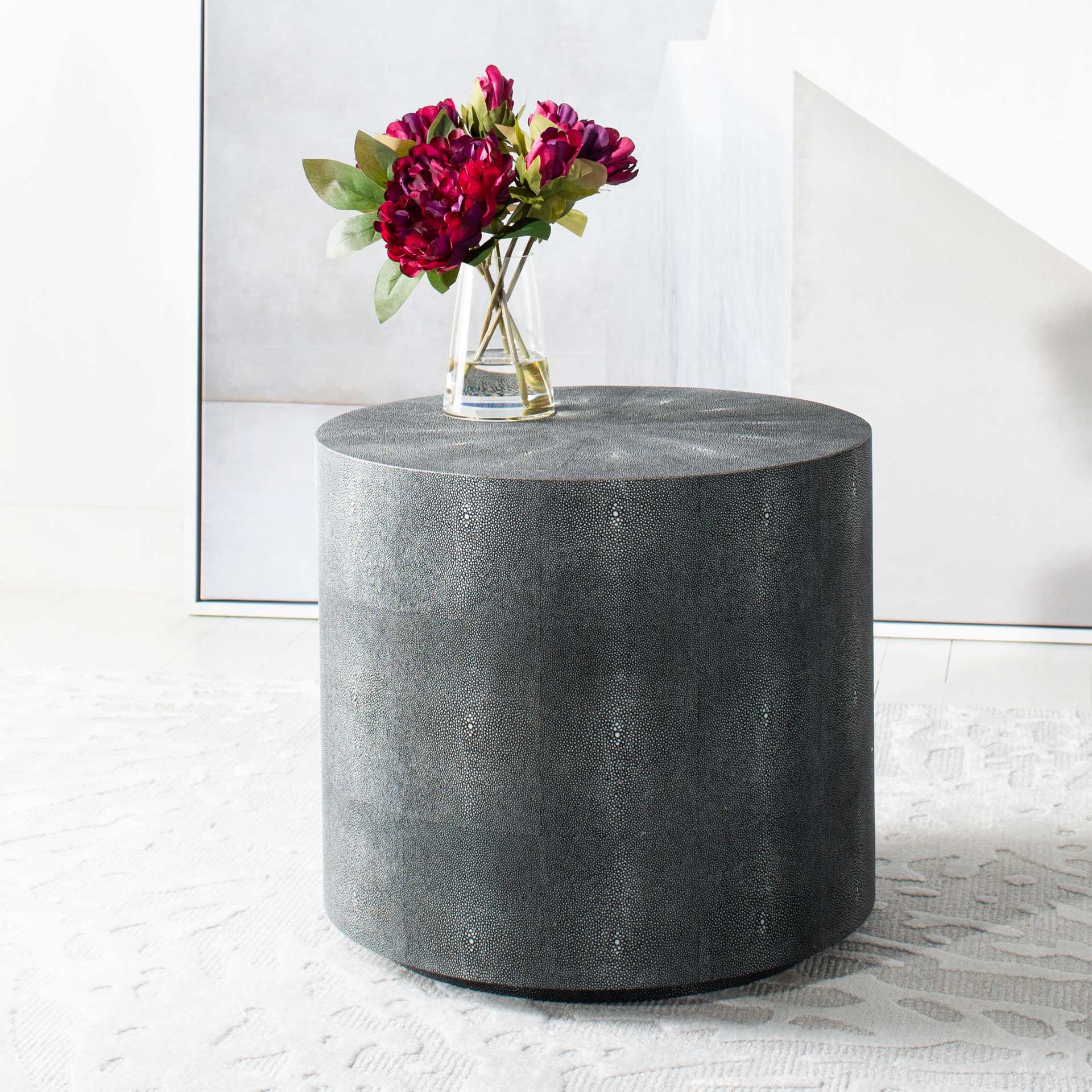 Digress Faux Shagreen End Table Black - Froy.com