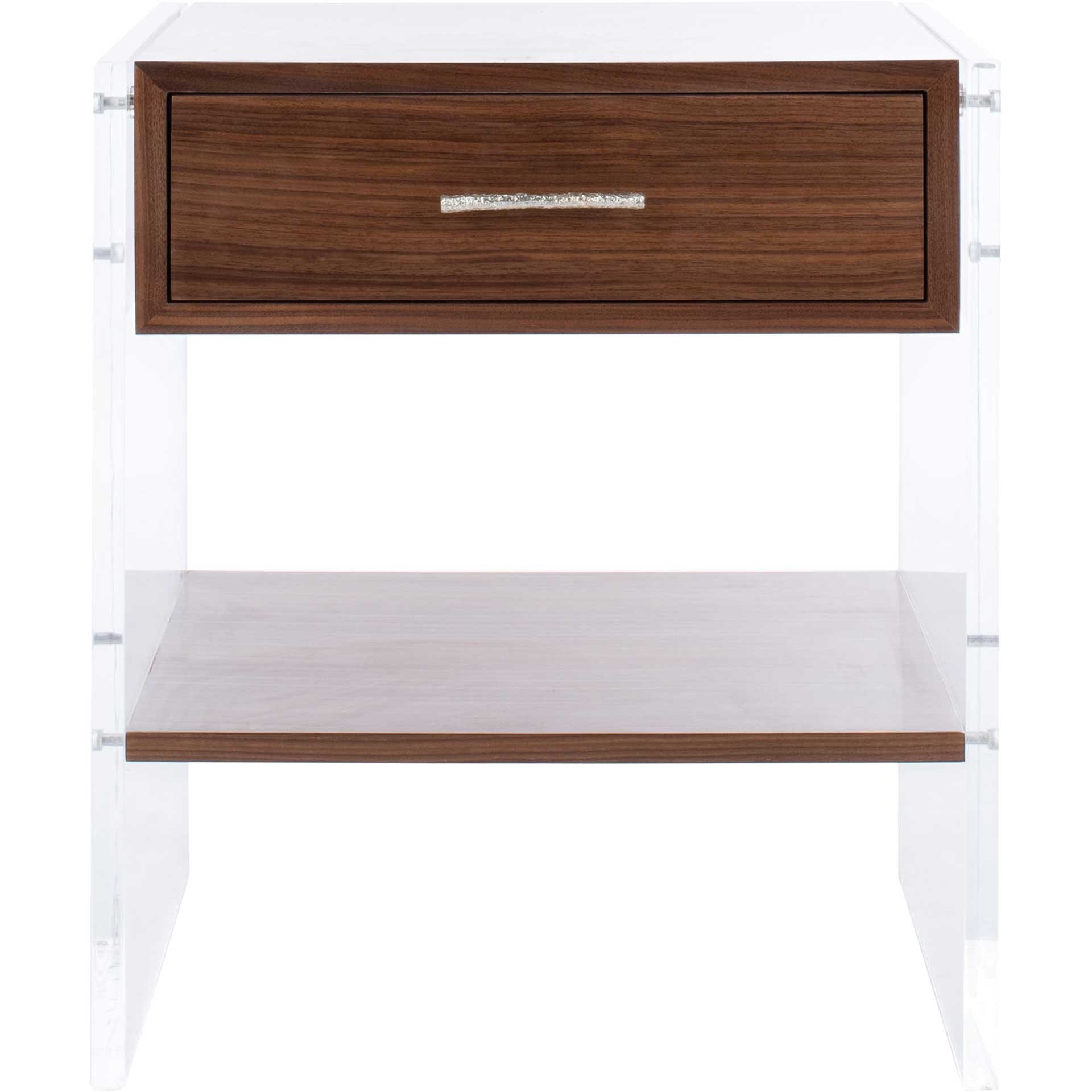Kyler 1 Drawer Acrylic Nightstand Walnut - Froy.com
