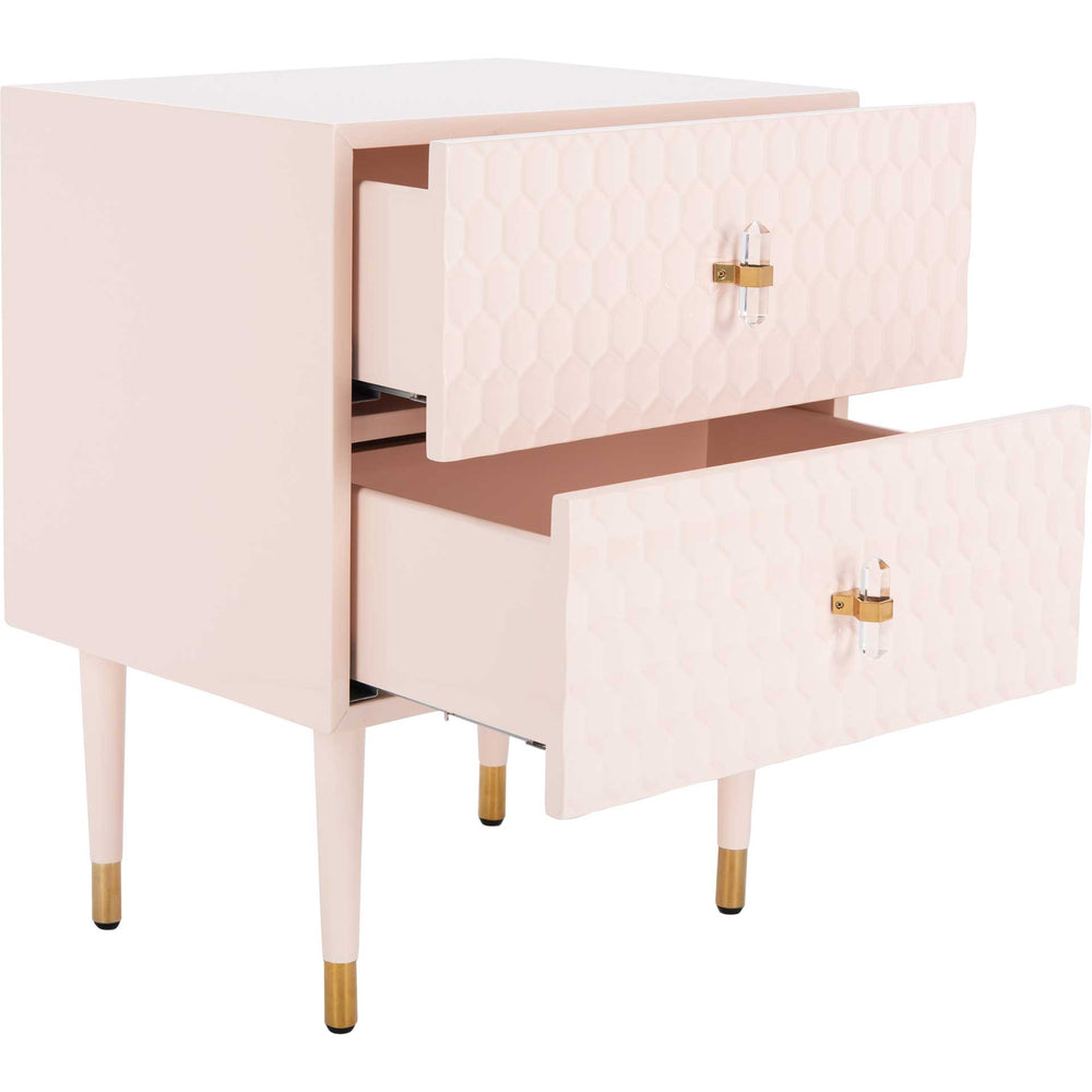 Nevaeh 2 Drawer Side Table Light Pink/Gold - Froy.com