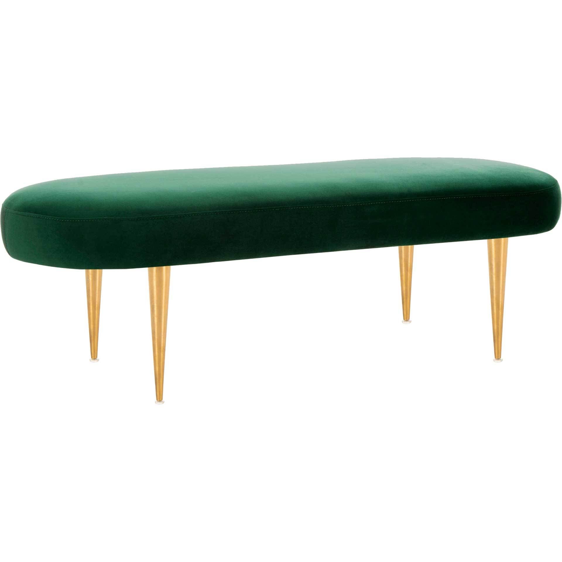 Colette Velvet Oval Bench Emerald/Gold - Froy.com