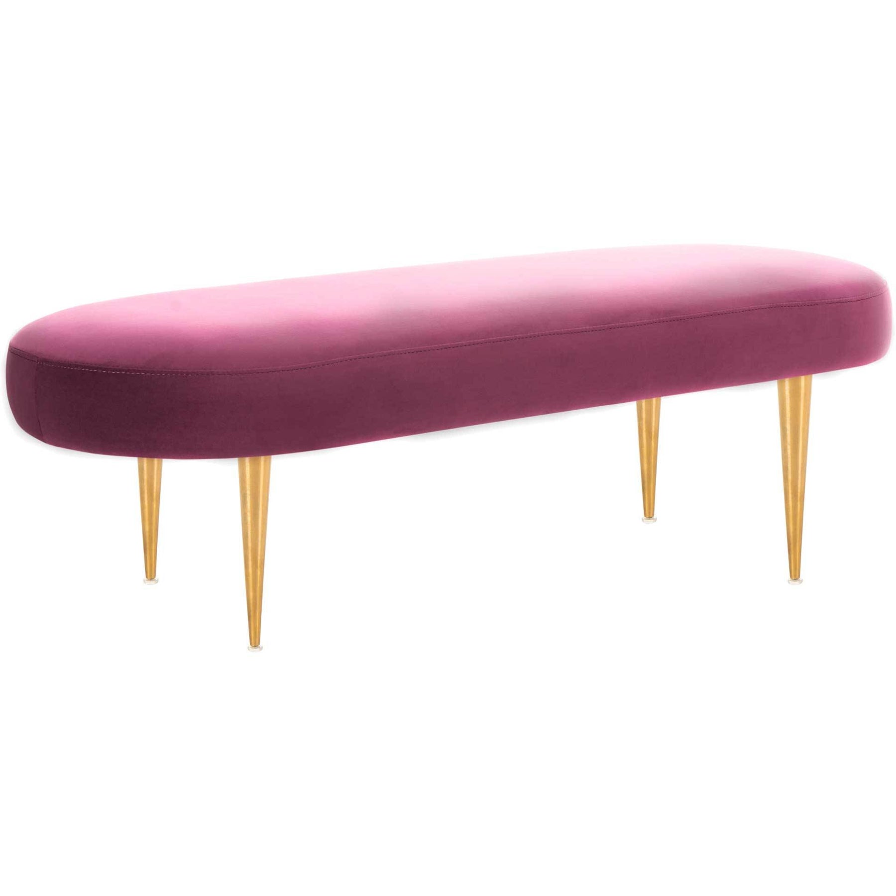Colette Velvet Oval Bench Plum/Gold - Froy.com