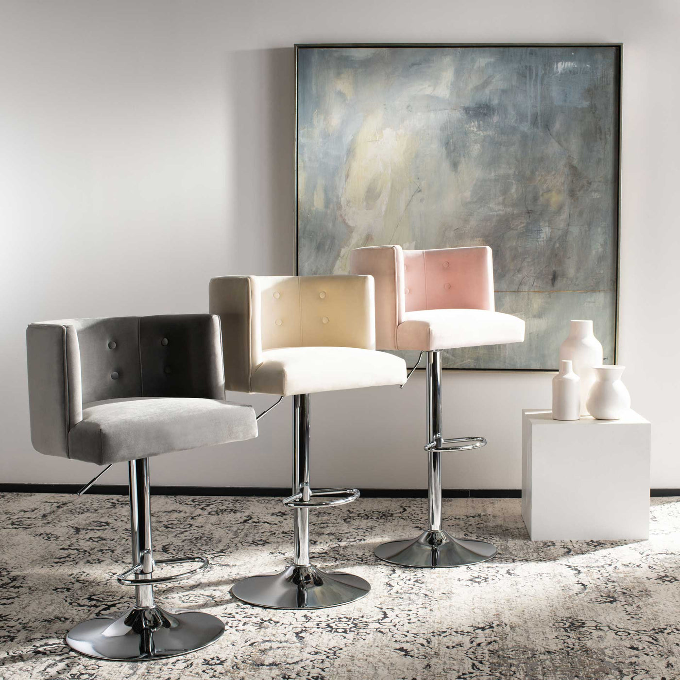 Zain Adjustable Bar Stool Light Pink - Froy.com