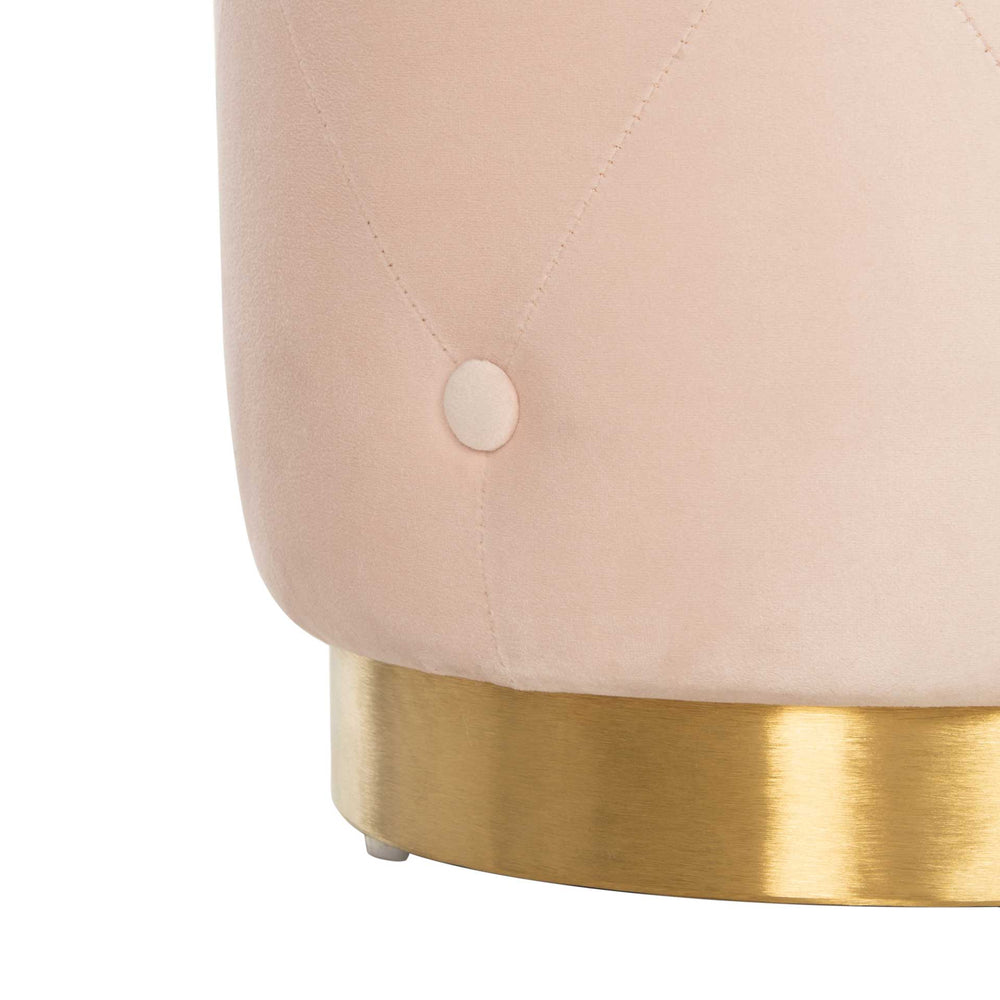Carine Round Tufted Ottoman Light Pink - Froy.com