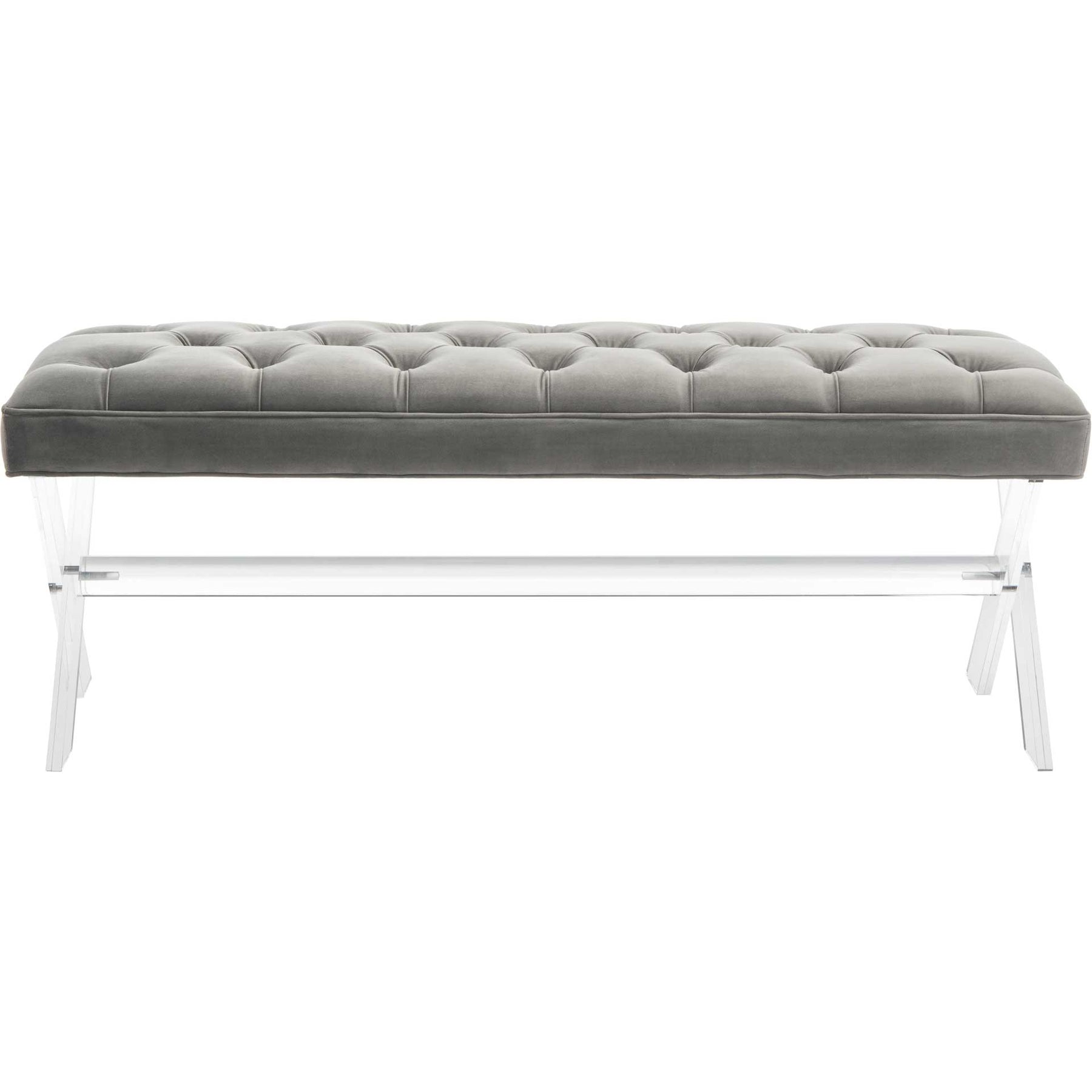 Toby Tufted Acrylic Bench Dark Gray - Froy.com