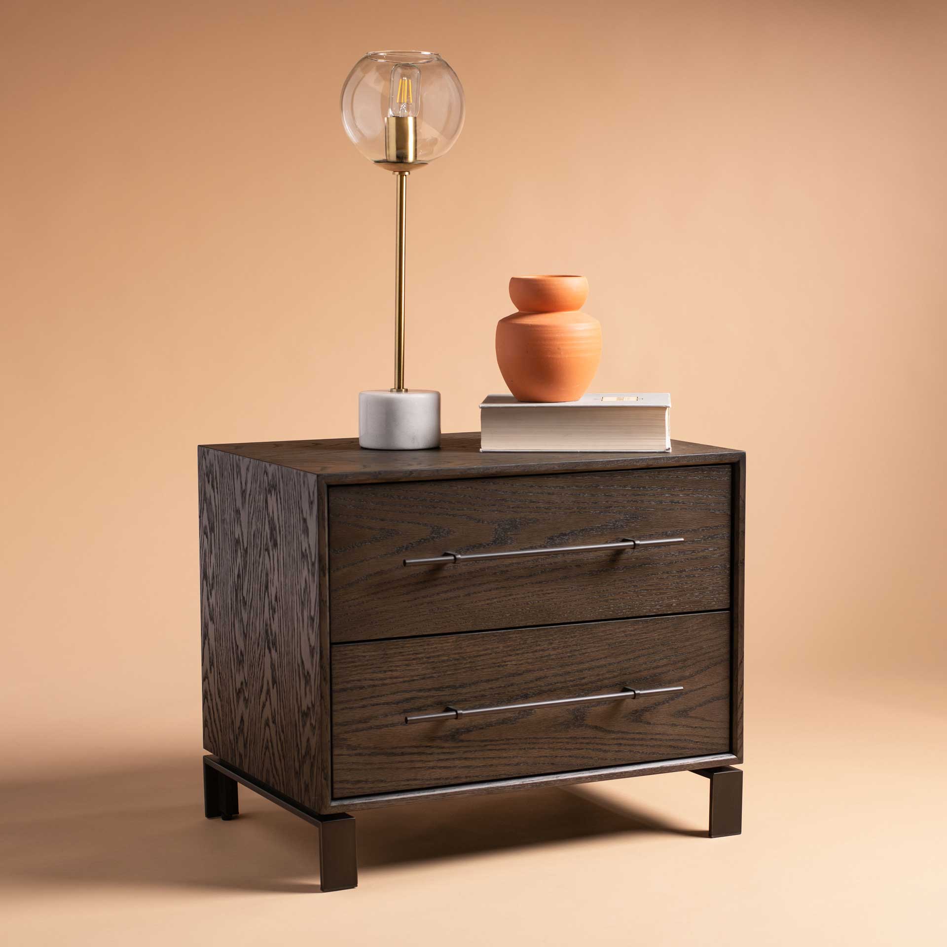 Silas 2 Drawer Wood Nightstand Dark Walnut - Froy.com