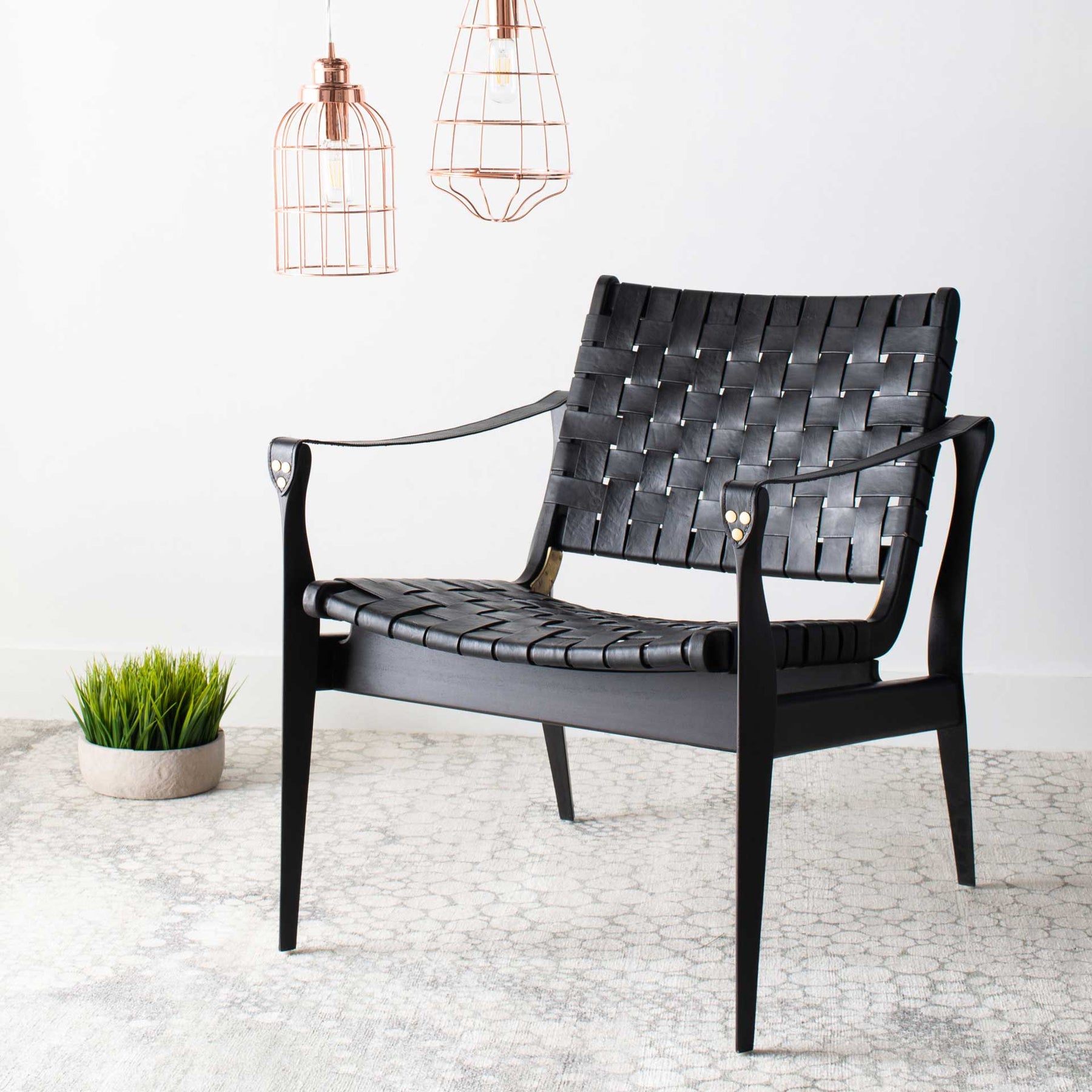 Diya Leather Safari Chair Black - Froy.com