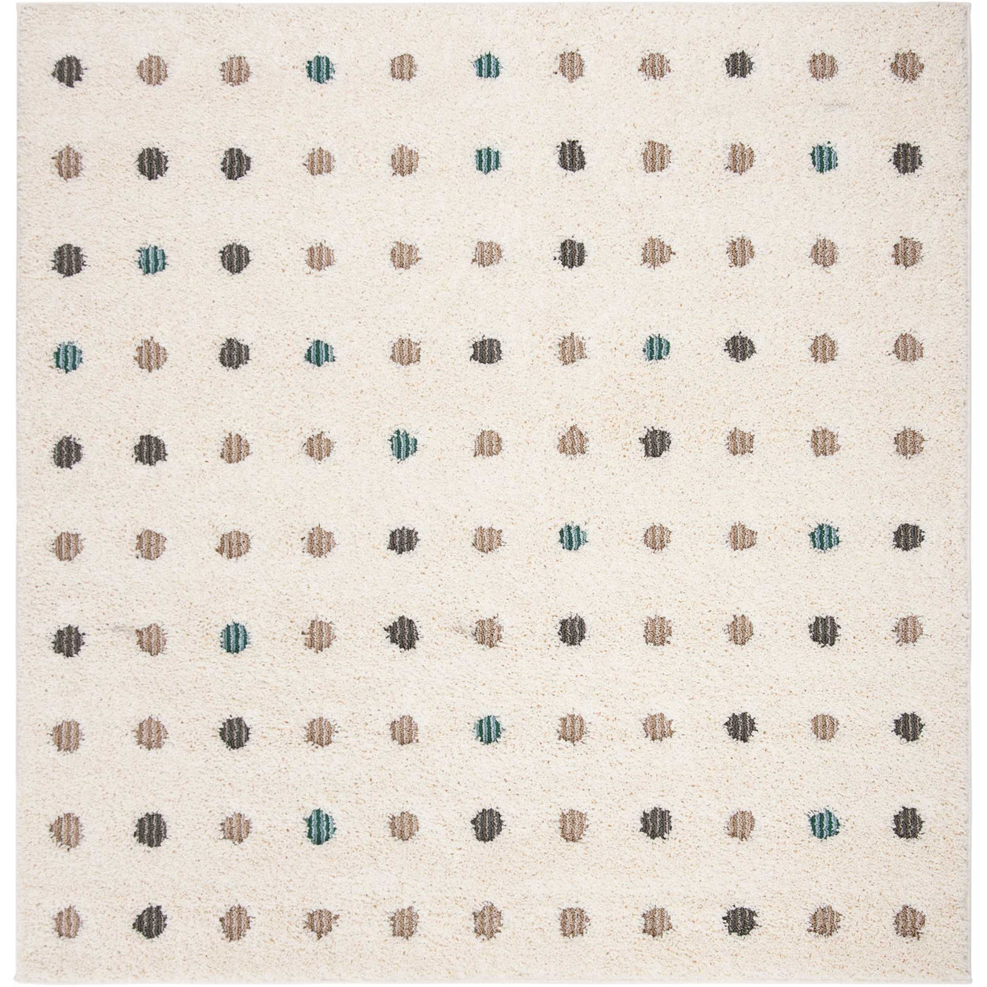 Santorini Shag Dots Cream/Multi Area Rug - Froy.com