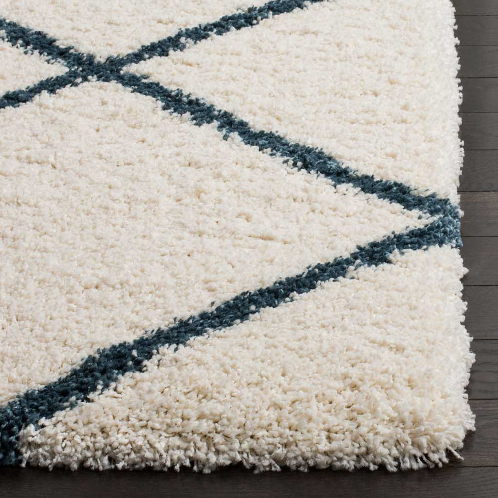 Hudson Shag Diamond Ivory/Slate Blue Area Rug - Froy.com