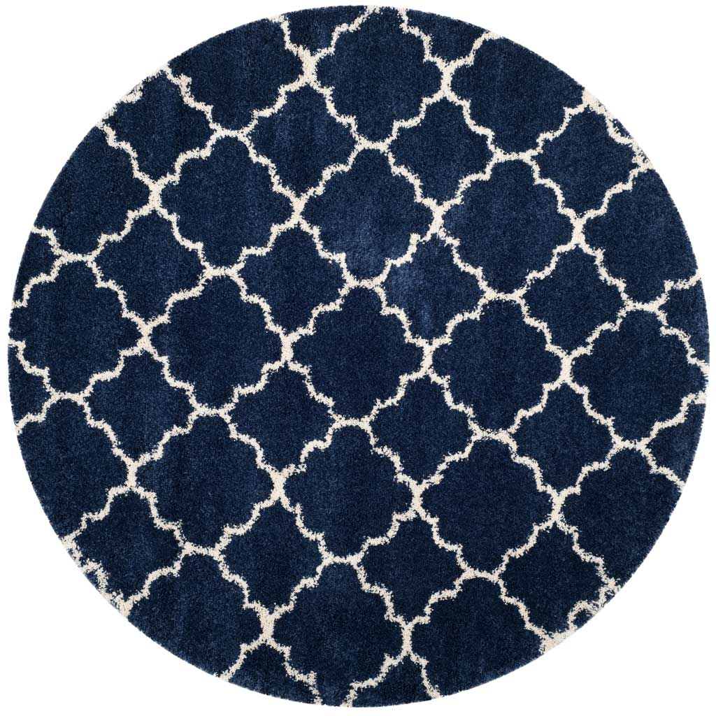 Hudson Shag Navy/Ivory Round Rug - Froy.com