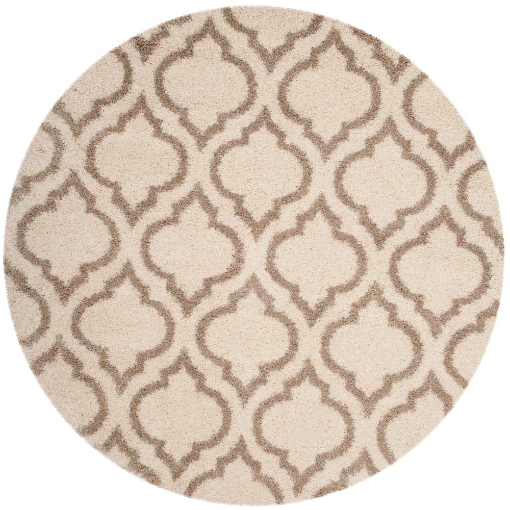Hudson Shag Moroccan Ivory/Beige Round Rug - Froy.com