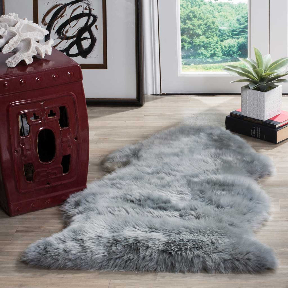 Sheepskin Pelt Steel Blue Area Rug - Froy.com