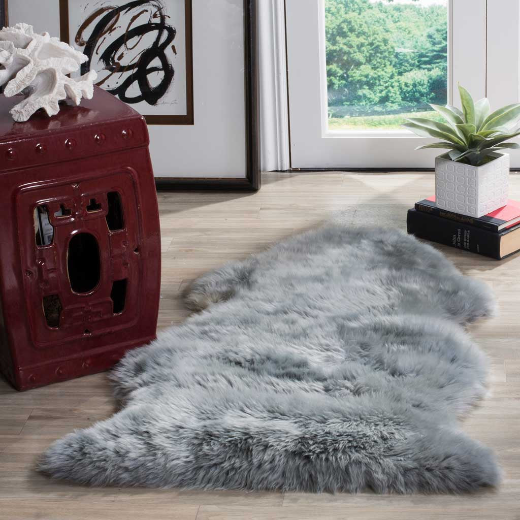 Sheepskin Pelt Steel Blue Area Rug - Froy.com