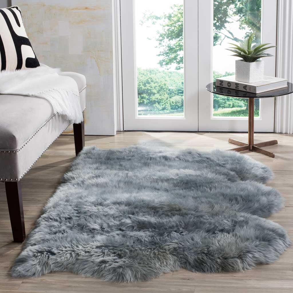 Sheepskin Pelt Steel Blue Area Rug - Froy.com