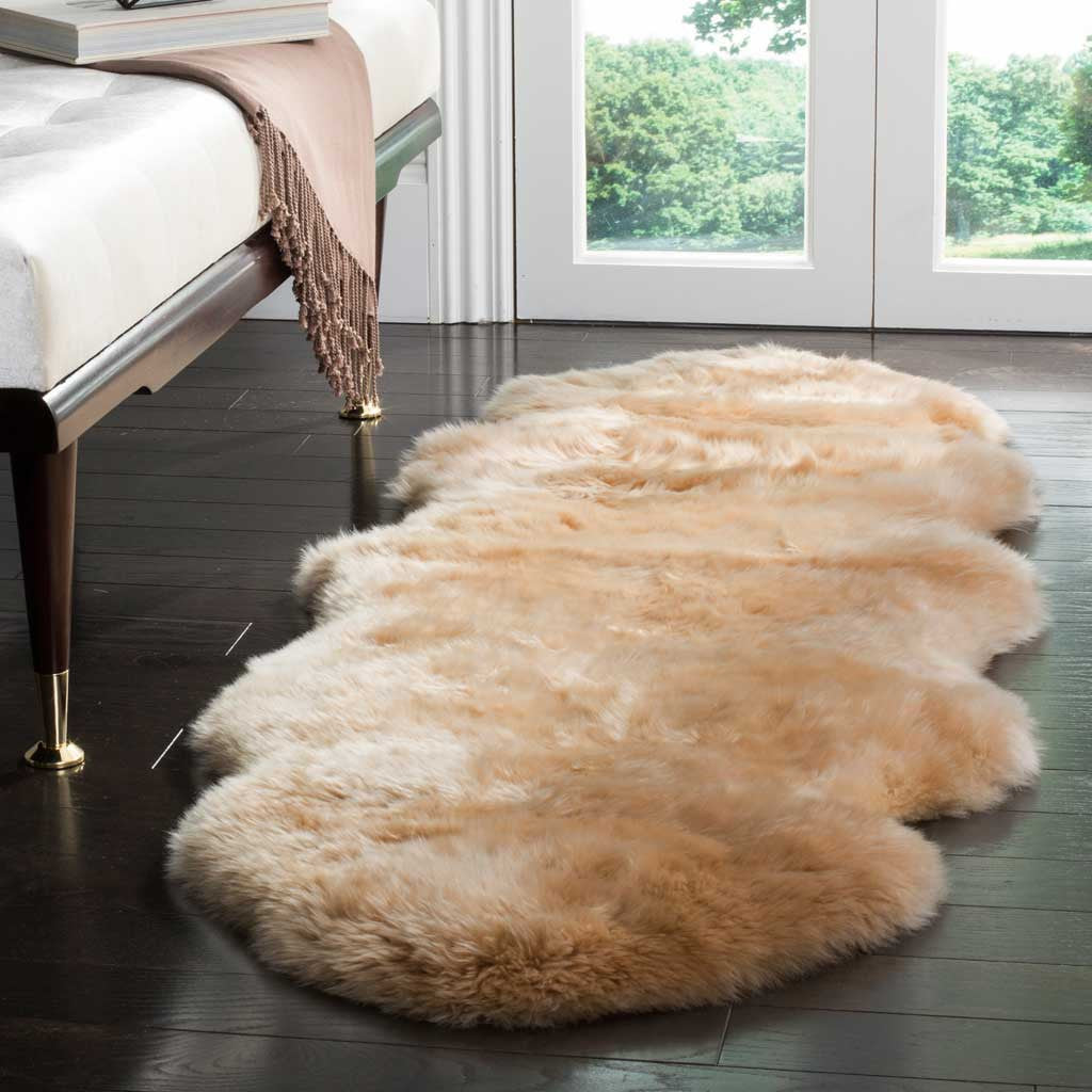 Sheepskin Pelt Natural Beige Runner Rug - Froy.com