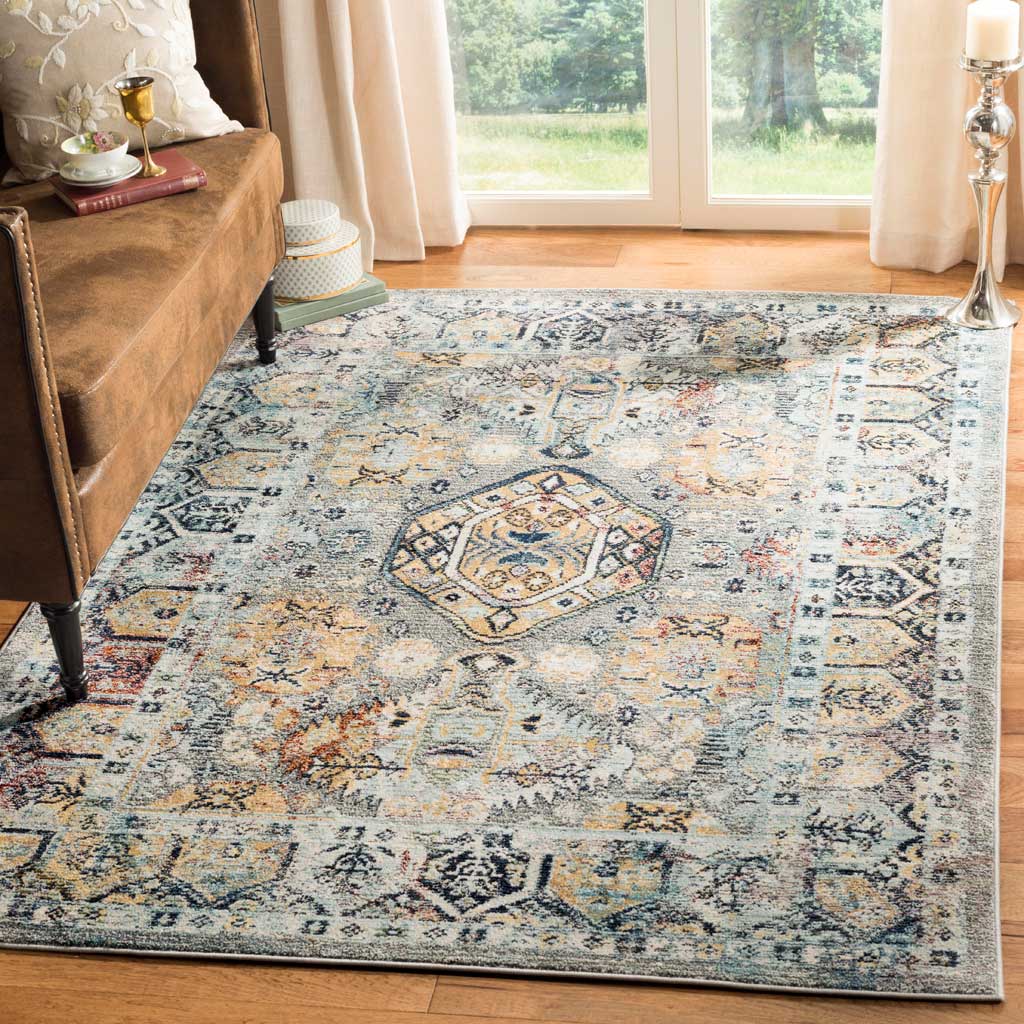 Savannah Gray/Navy Area Rug - Froy.com