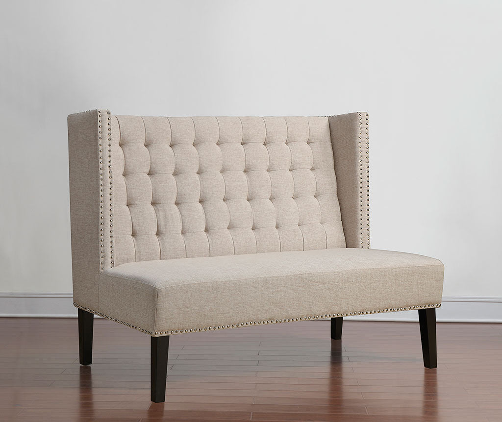 Halford Beige Linen Banquette Bench - Froy.com