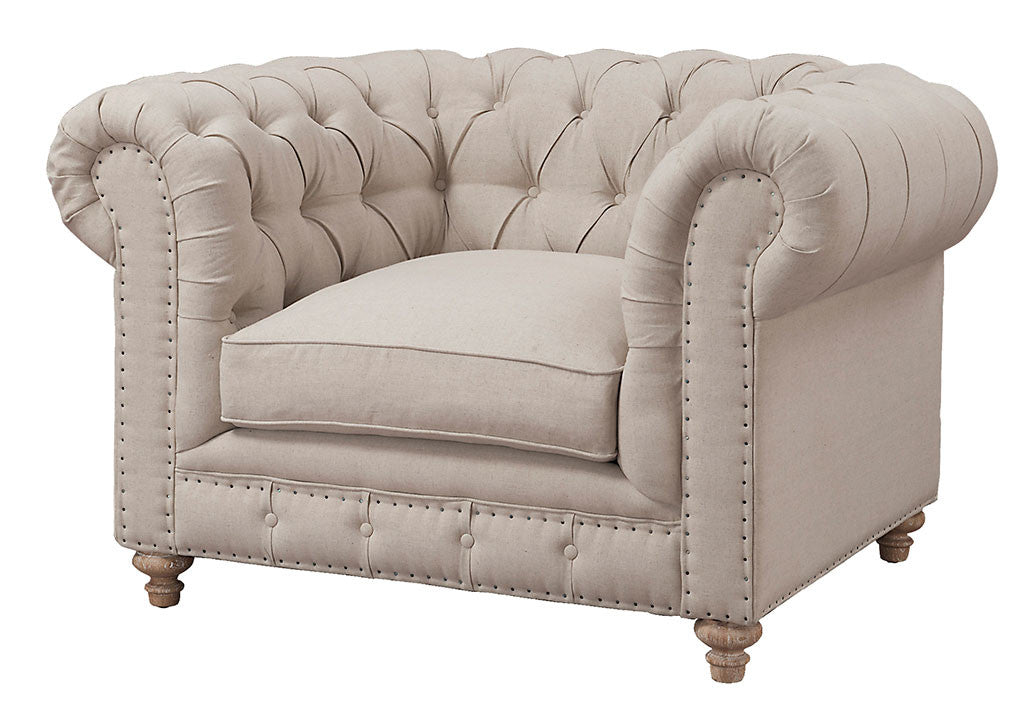 Oxby Beige Linen Chair - Froy.com