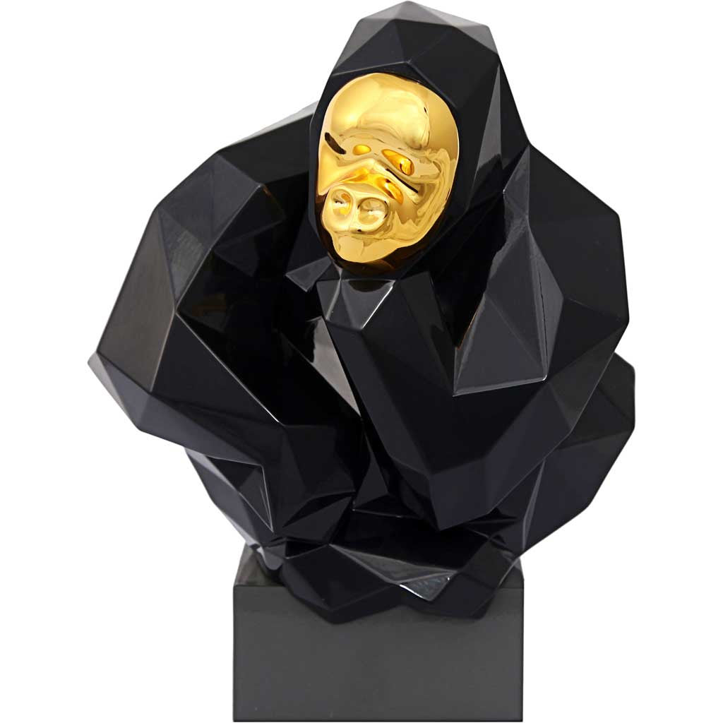 Pondering Ape Sculpture Black/Gold - Froy.com