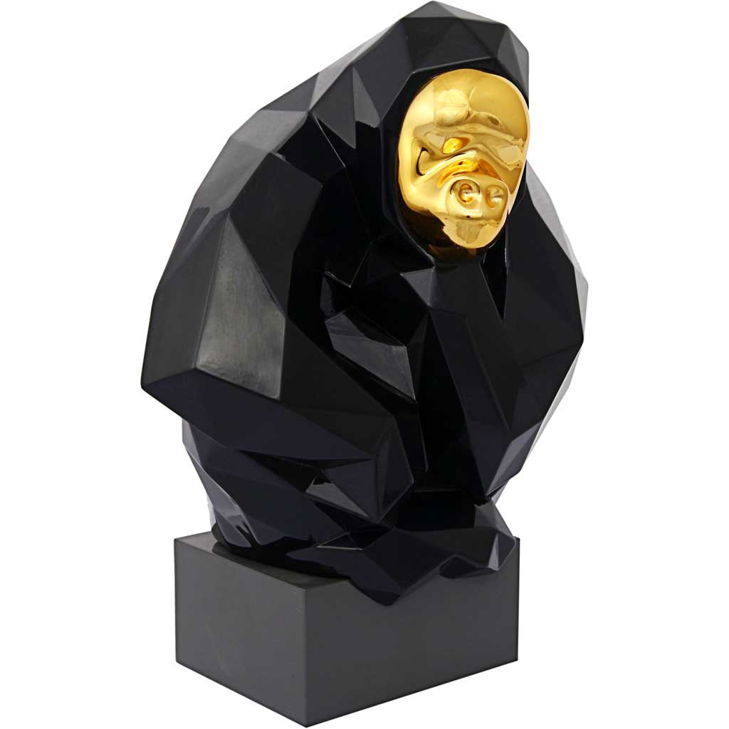 Pondering Ape Sculpture Black/Gold - Froy.com
