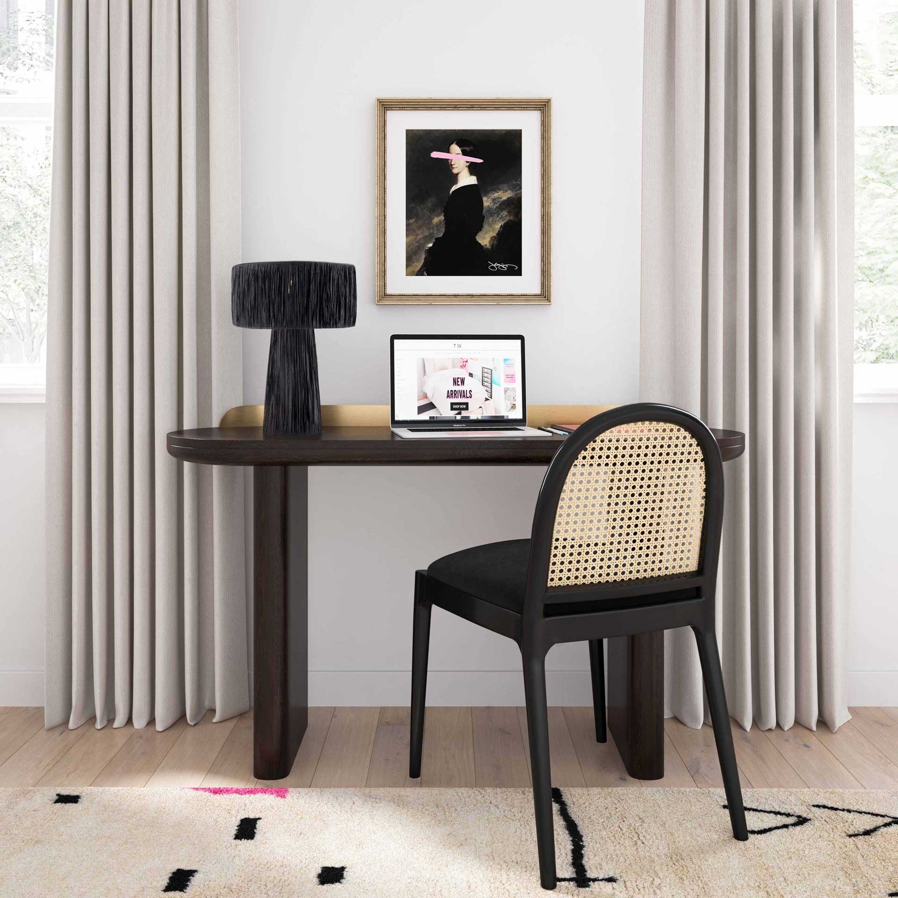 Shannon Rafia Table Lamp Black - Froy.com