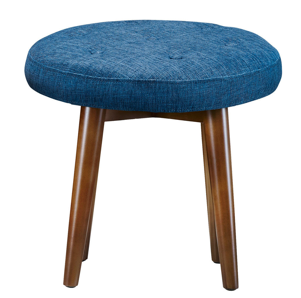 Malvern Blue Linen Stool - Froy.com