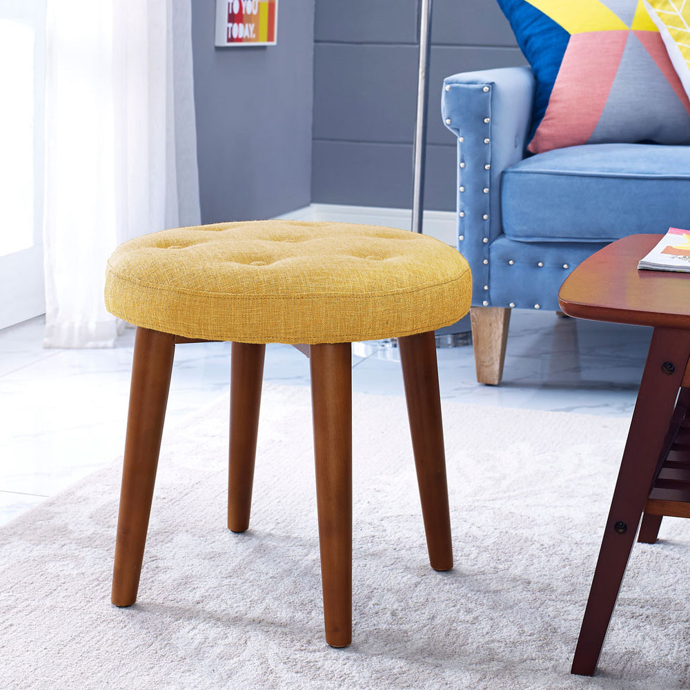 Malvern Yellow Linen Stool - Froy.com