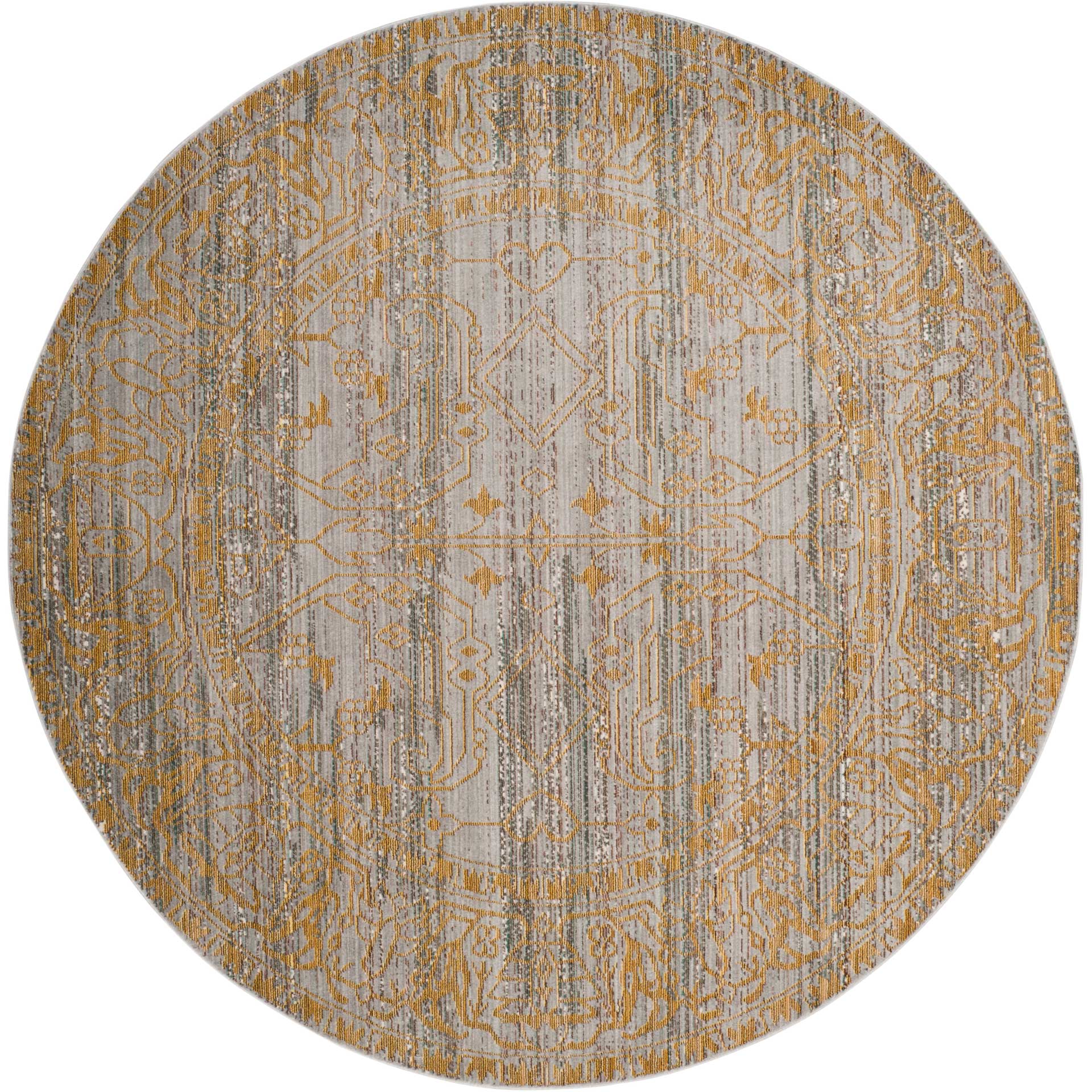 Valencia Gray/Gold Round Rug - Froy.com