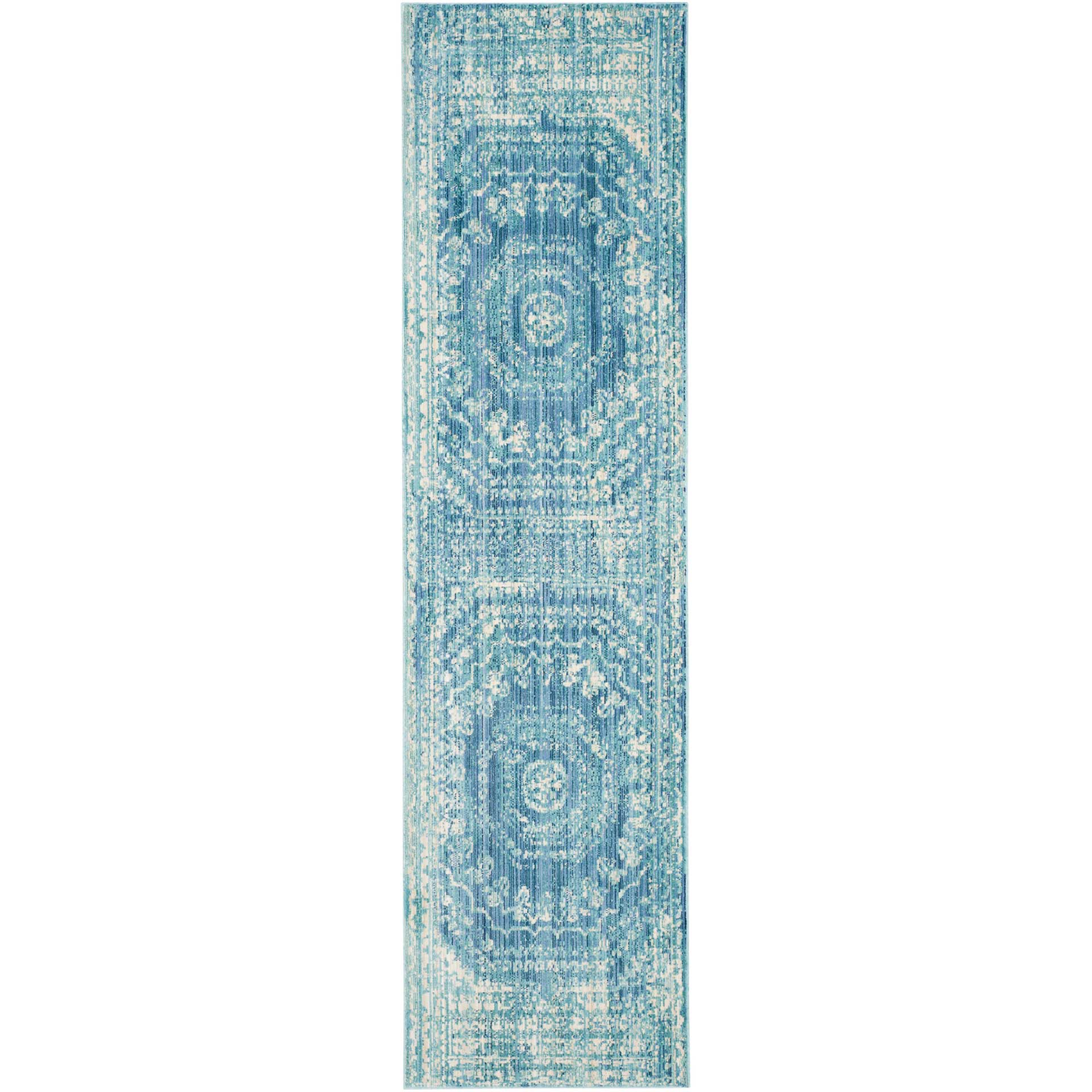 Valencia Blue/Ivory Runner Rug - Froy.com