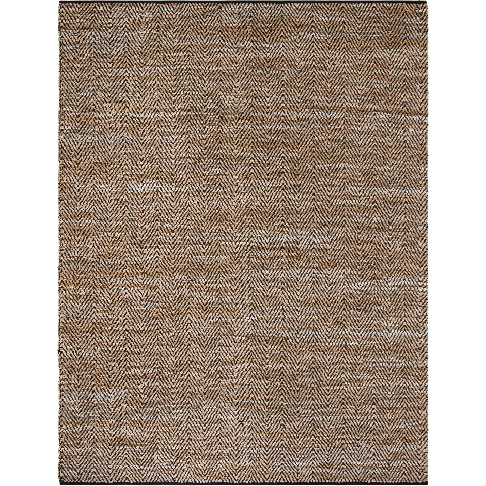 Vintage Leather Chevron Beige/Black Area Rug - Froy.com