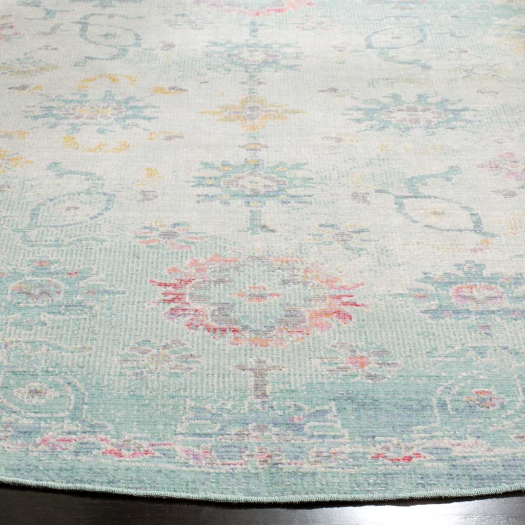 Windsor Fade Seafoam/Blue Round Rug - Froy.com