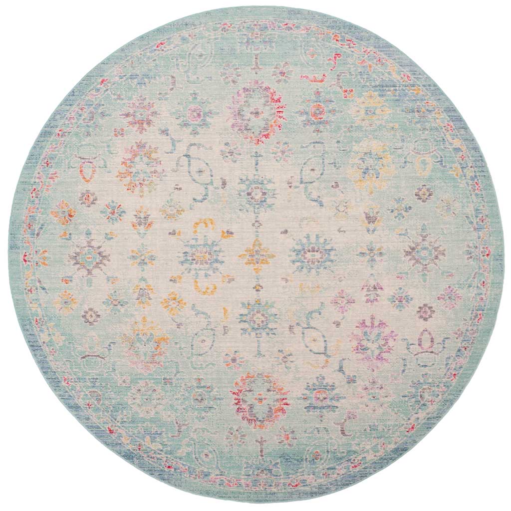 Windsor Fade Seafoam/Blue Round Rug - Froy.com