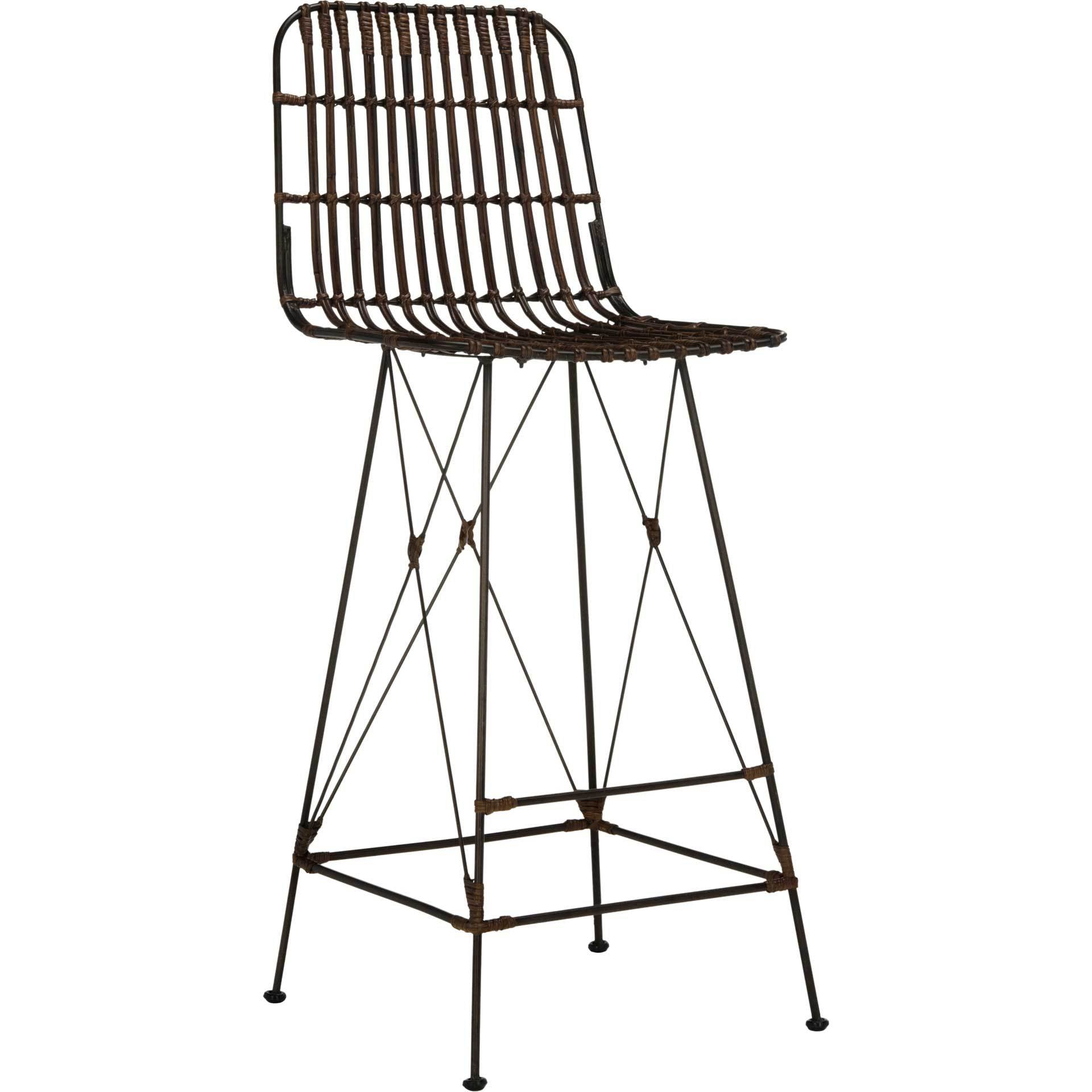 Millie Wicker Bar Stool Croco Brown (Set of 2) - Froy.com