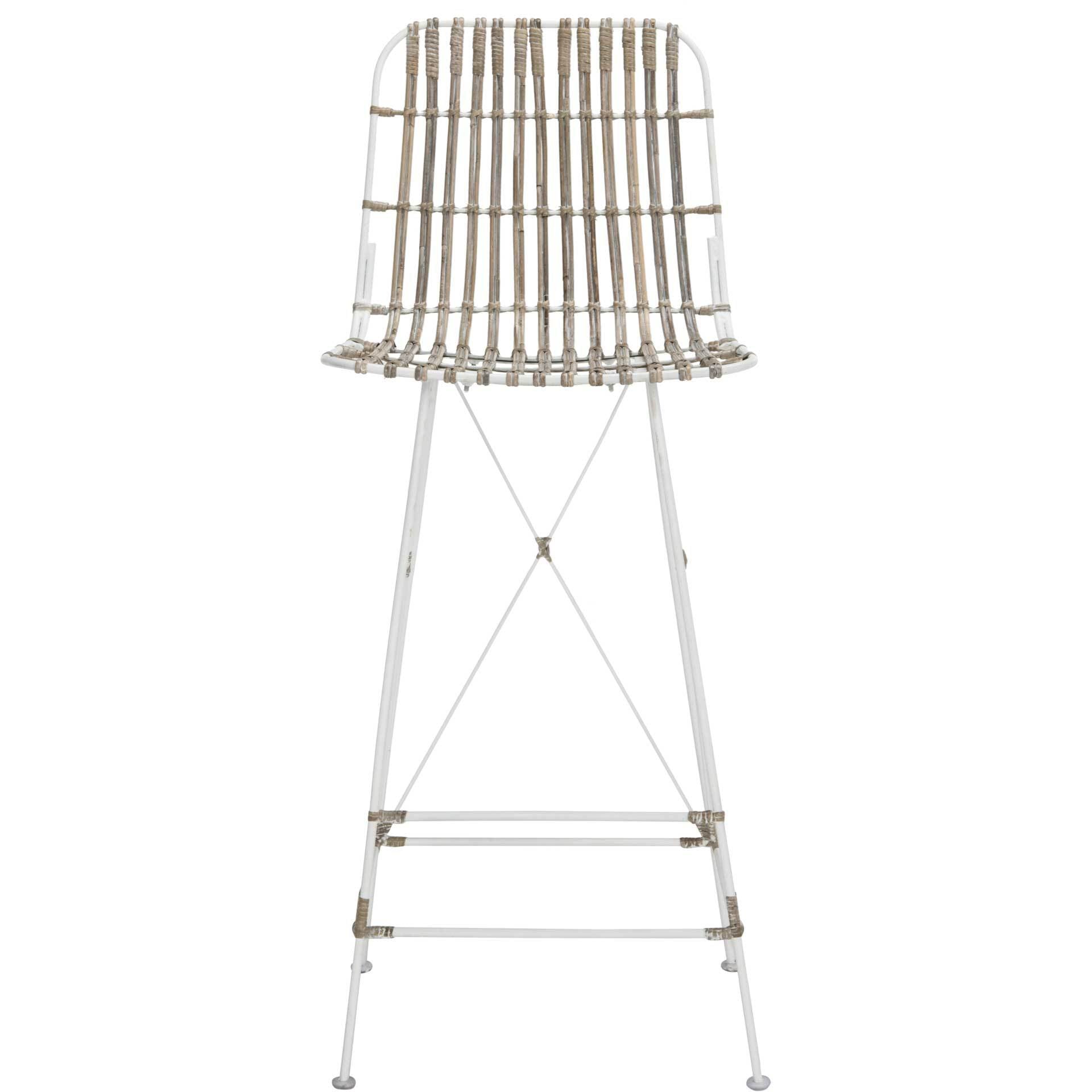 Millie Wicker Bar Stool White Wash (Set of 2) - Froy.com