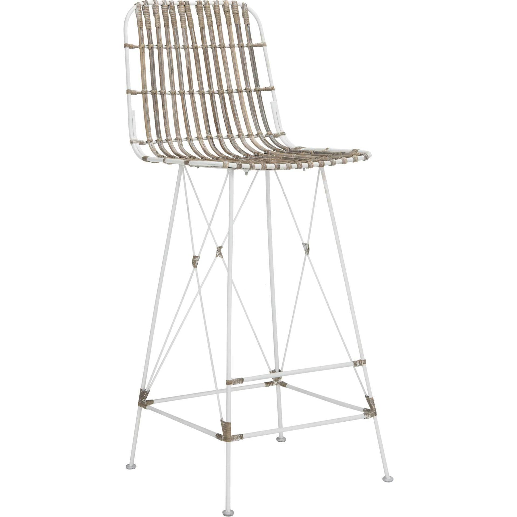 Millie Wicker Bar Stool White Wash (Set of 2) - Froy.com